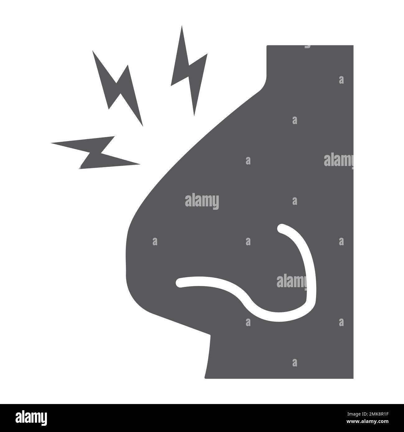 Nose pain glyph icon, body and painful, nose ache sign, vector graphics ...
