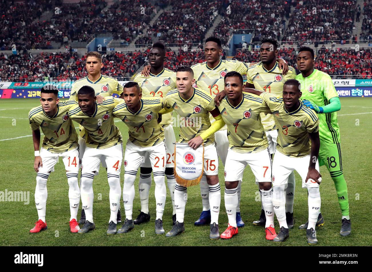 Colombia's national soccer team players pose for photographers before ...
