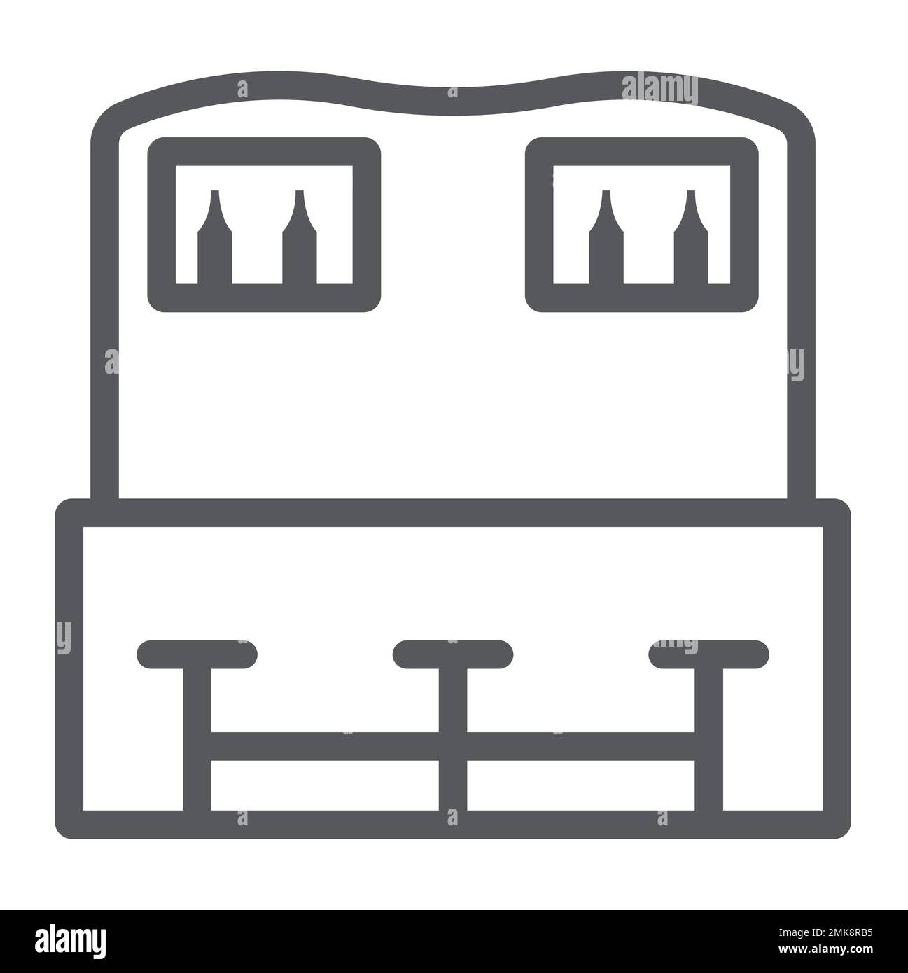 Bar counter line icon, drink and pub, pub table sign, vector graphics ...