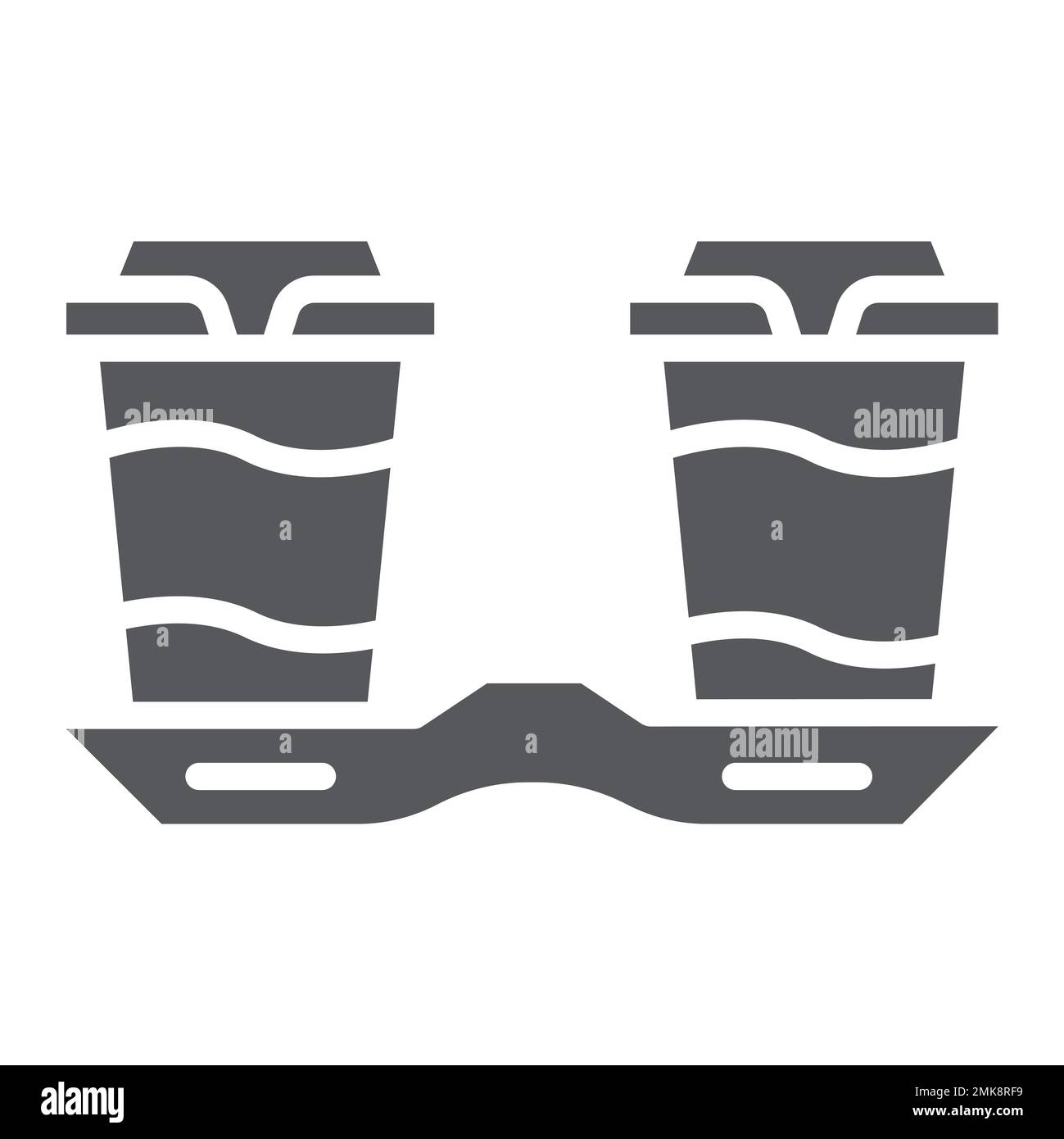 Take away coffee cups glyph icon, drink and caffeine, coffee tray sign ...