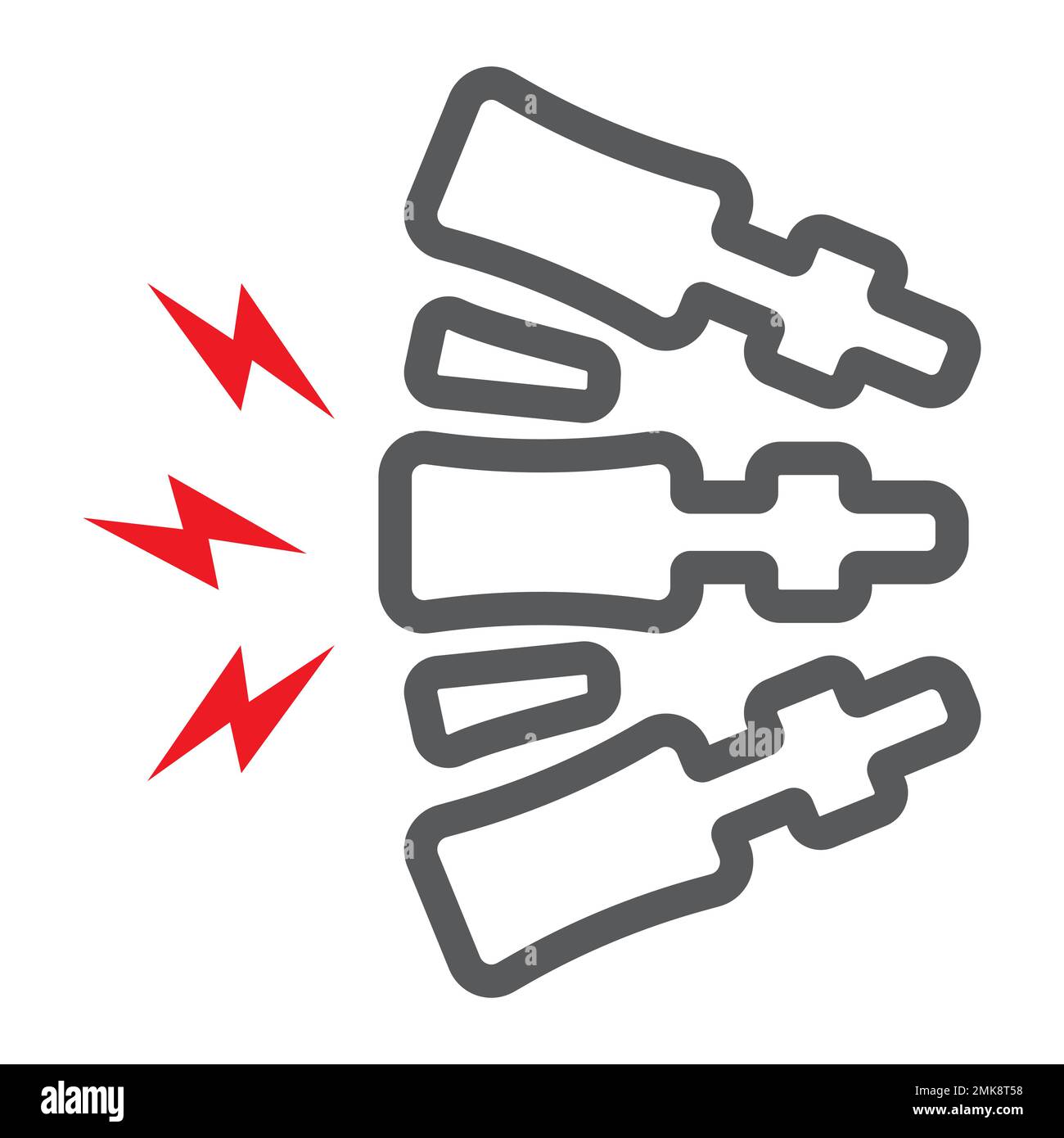 Spine pain line icon, body and painful, back ache sign, vector graphics ...