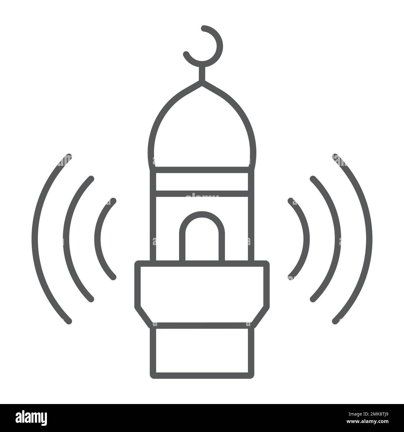 Adhan call thin line icon, religion and islam, mosque sign, vector ...