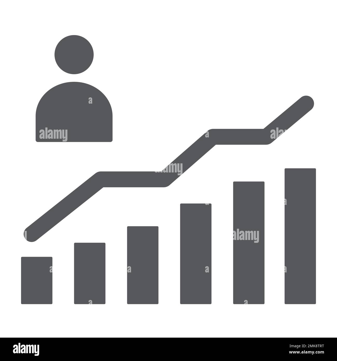 Career growth glyph icon, increase and diagram, person and chart sign ...
