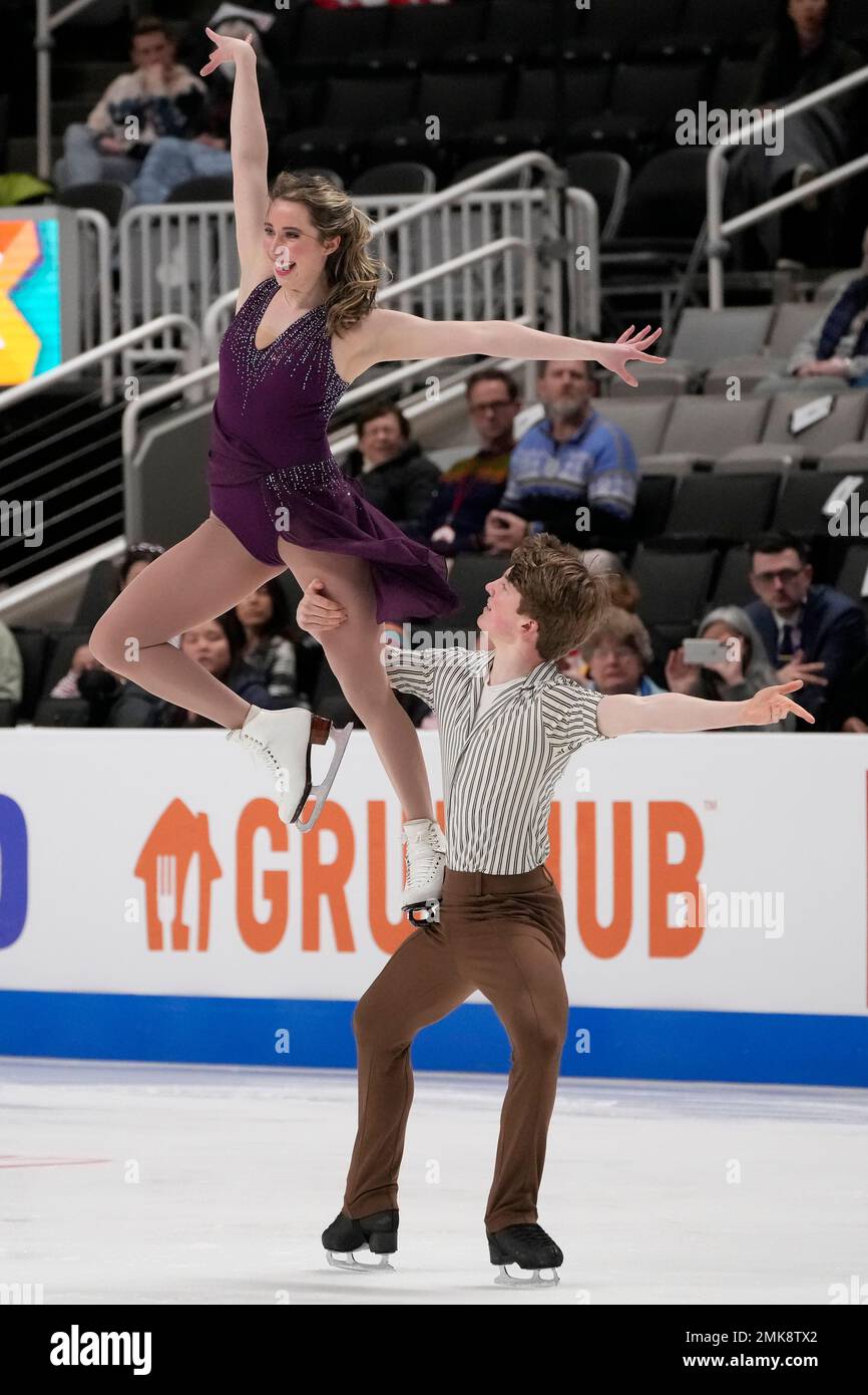 Emily Bratti, top, and Ian Somerville perform during the free dance at ...