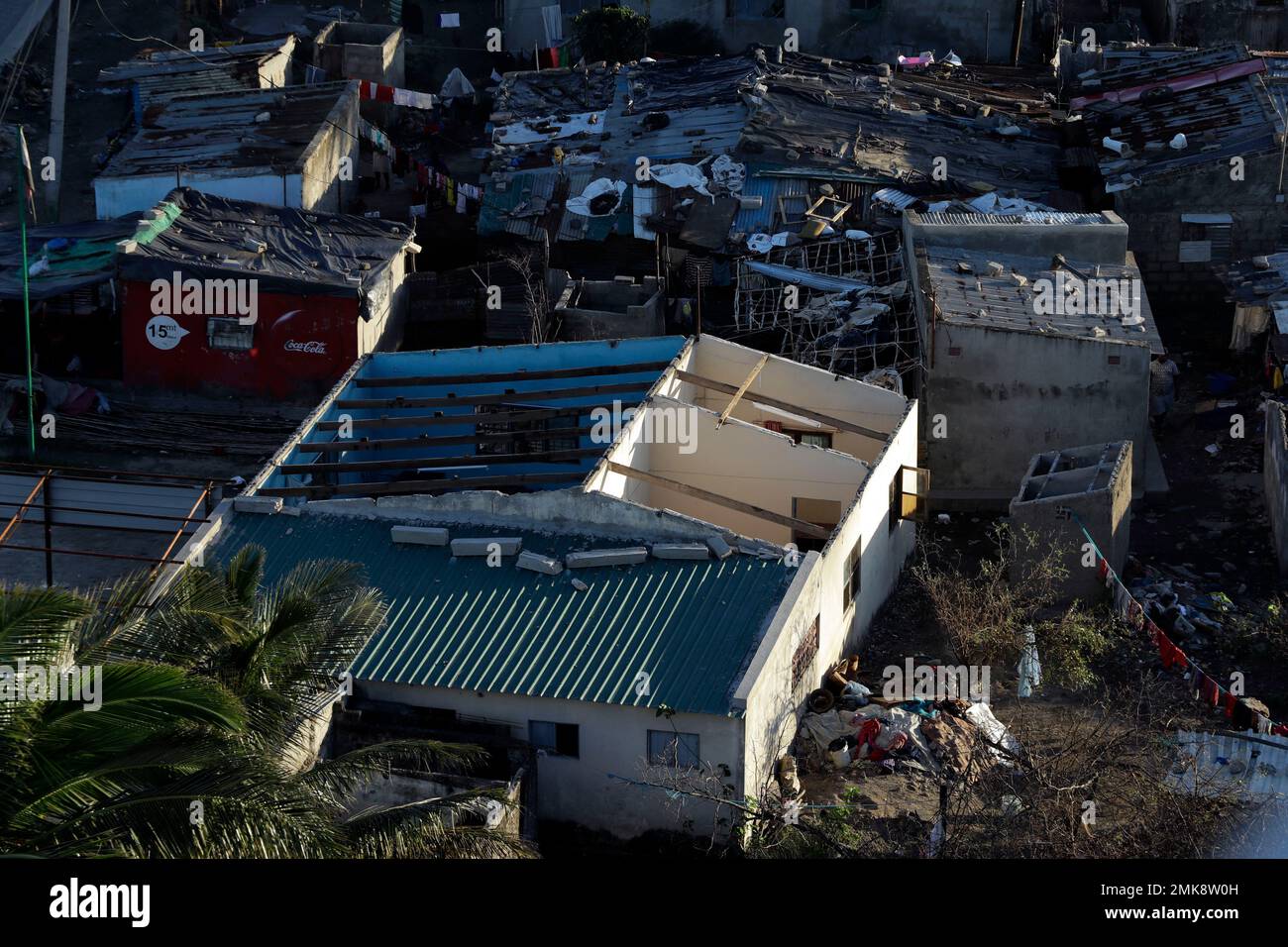 This photo shows an overview of damaged houses in Beira, Mozambique ...