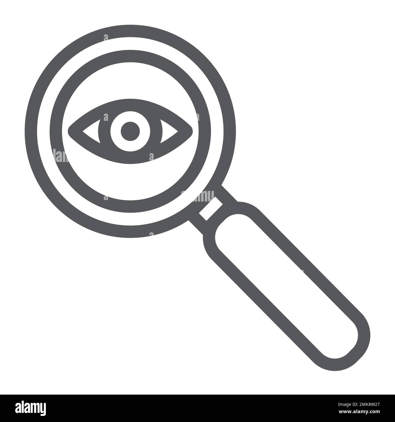 Observation line icon, surveillance and lens, eye and magnifier sign ...