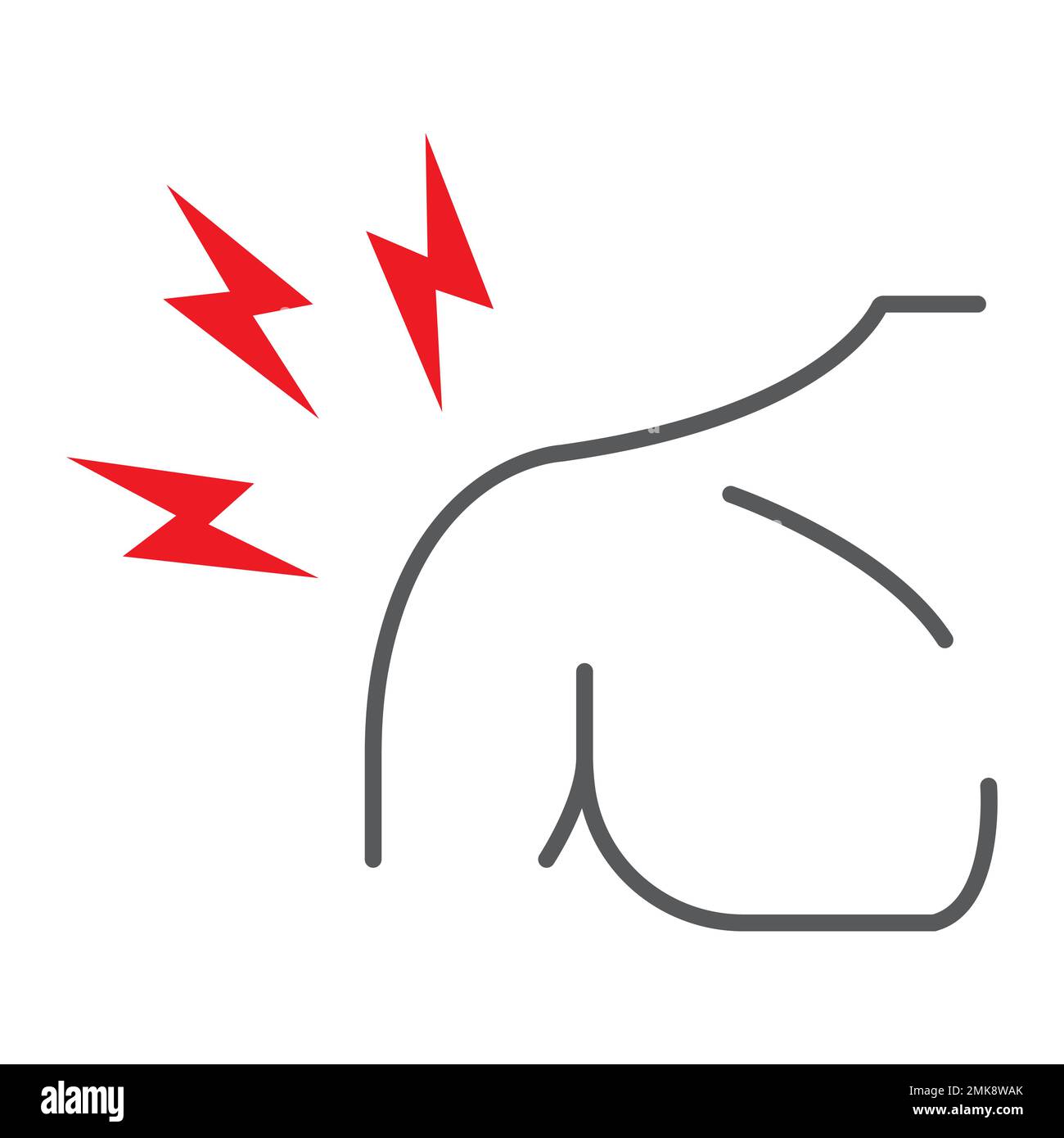 Shoulder pain thin line icon, body and injure, shoulder ache sign ...