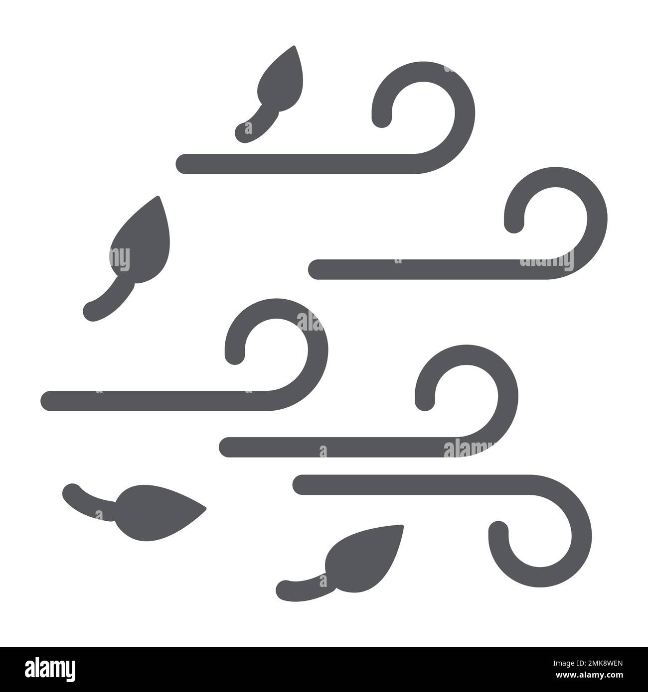 Wind glyph icon, weather and climate, windy sign, vector graphics, a ...