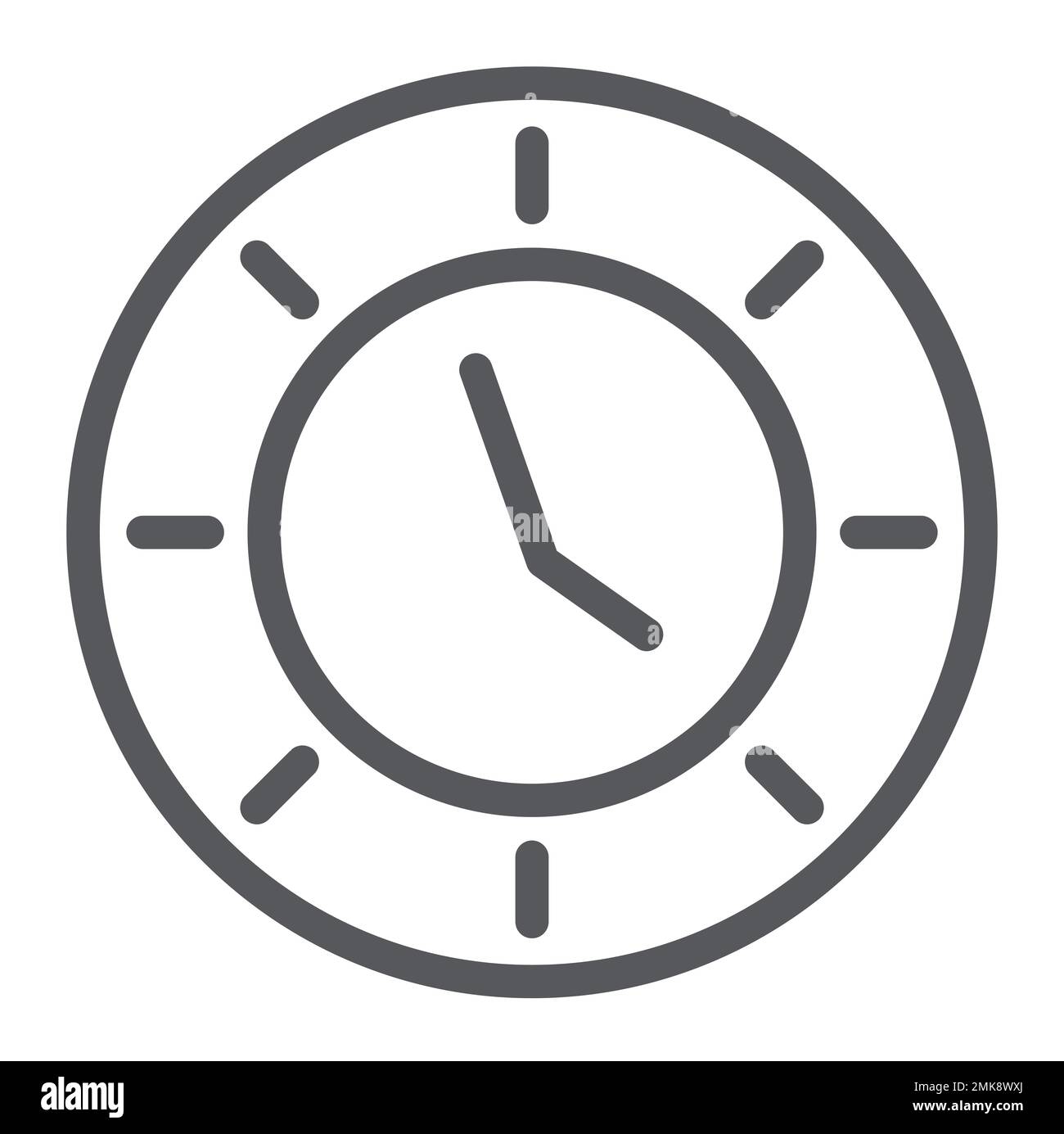 Clock line icon, watch and hour, time sign, vector graphics, a linear ...