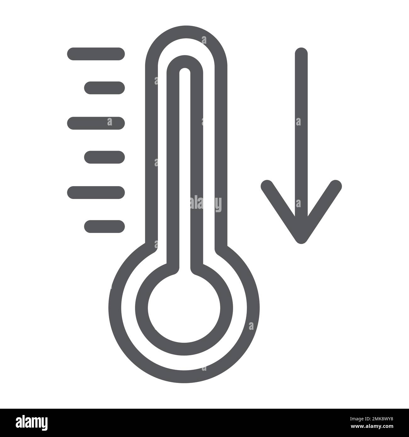 Temperature falling line icon, thermometer and forecast, cold ...
