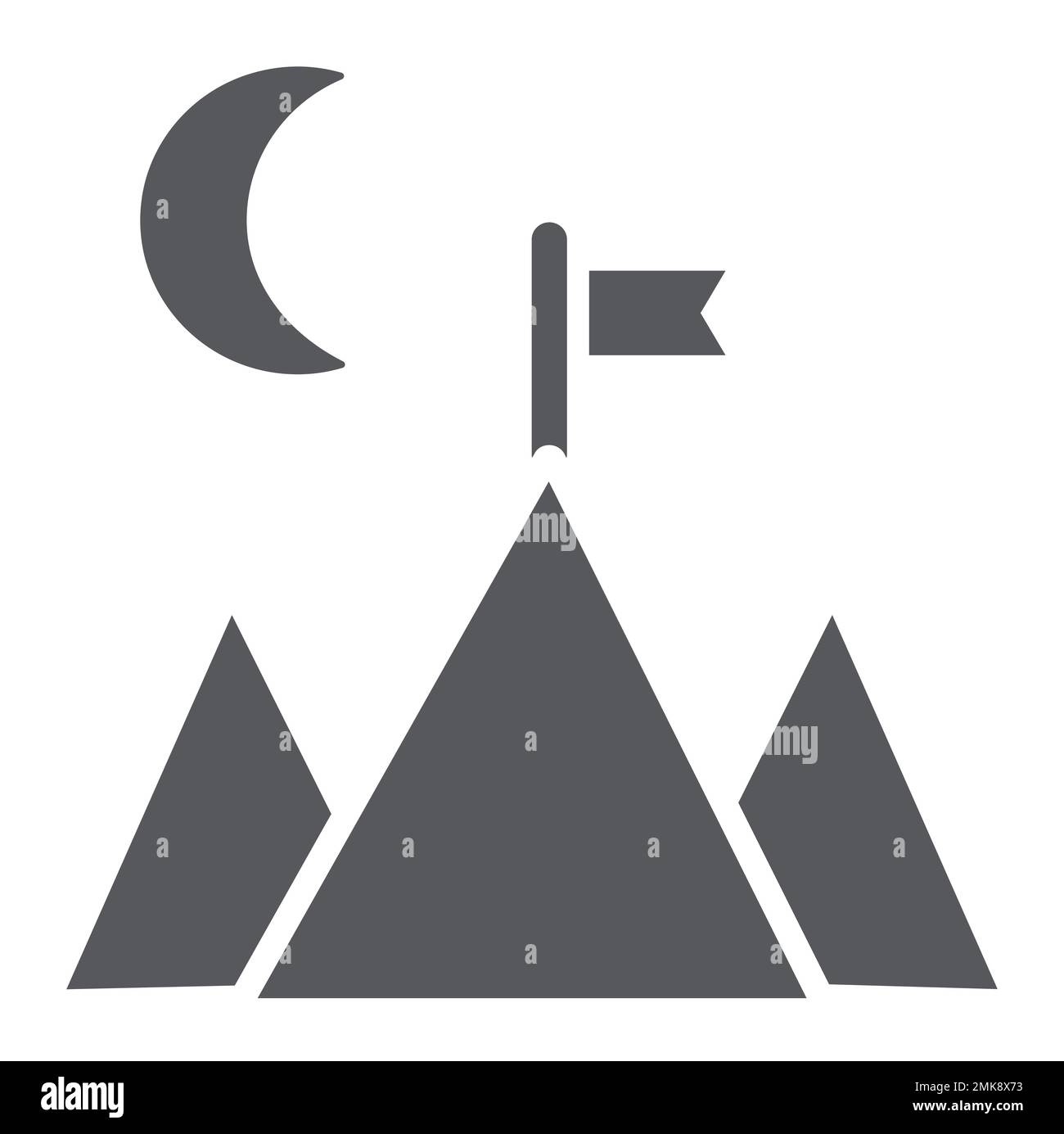 Goal achievement glyph icon, motivation and success, mountain and flag ...