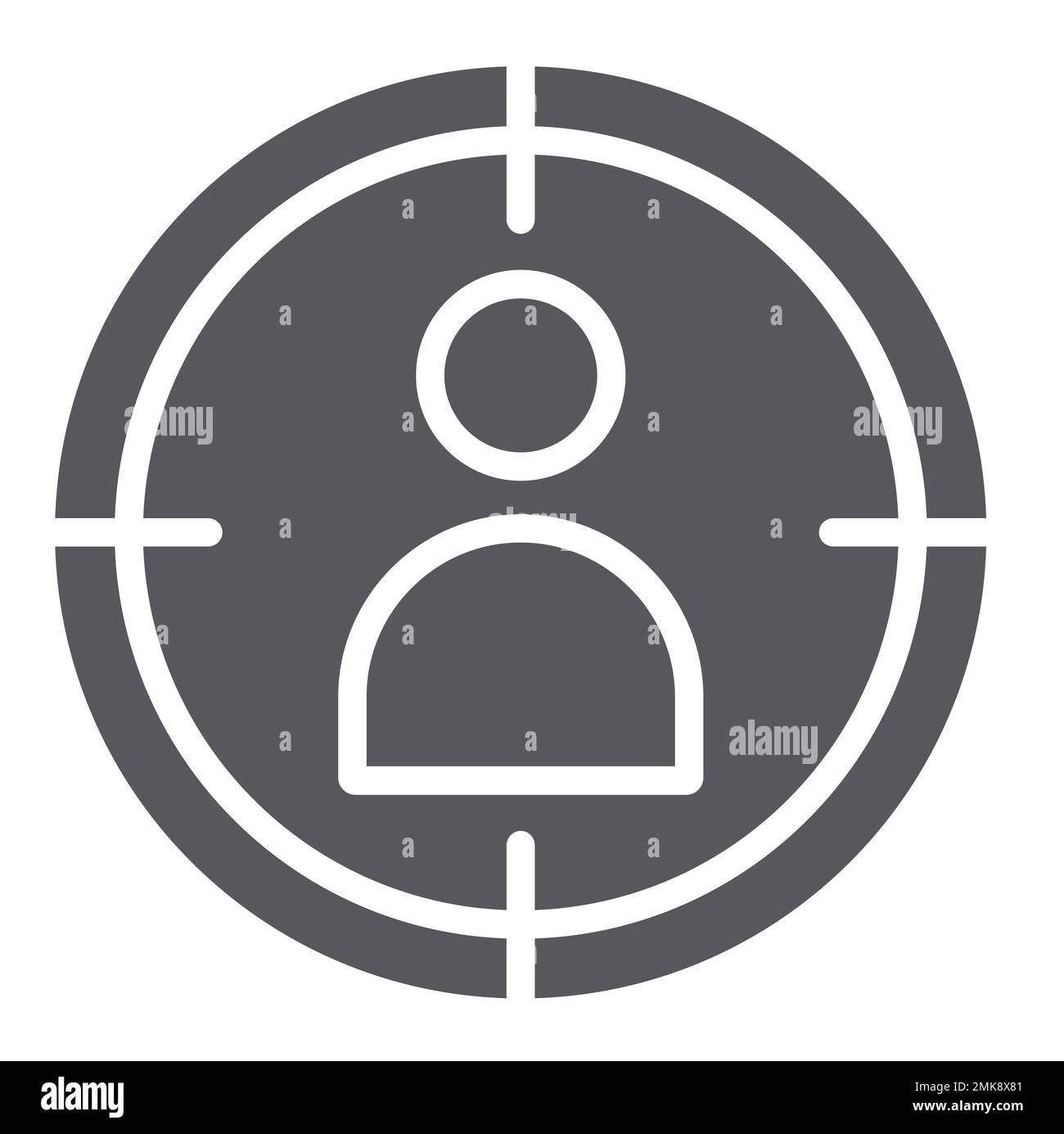 People target glyph icon, targeting and focus, person in aim sign ...