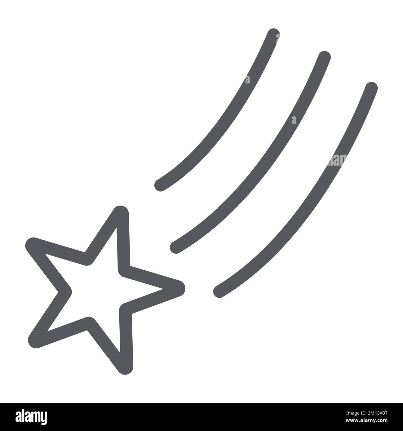 Falling star line icon, night and space, shooting star sign, vector ...