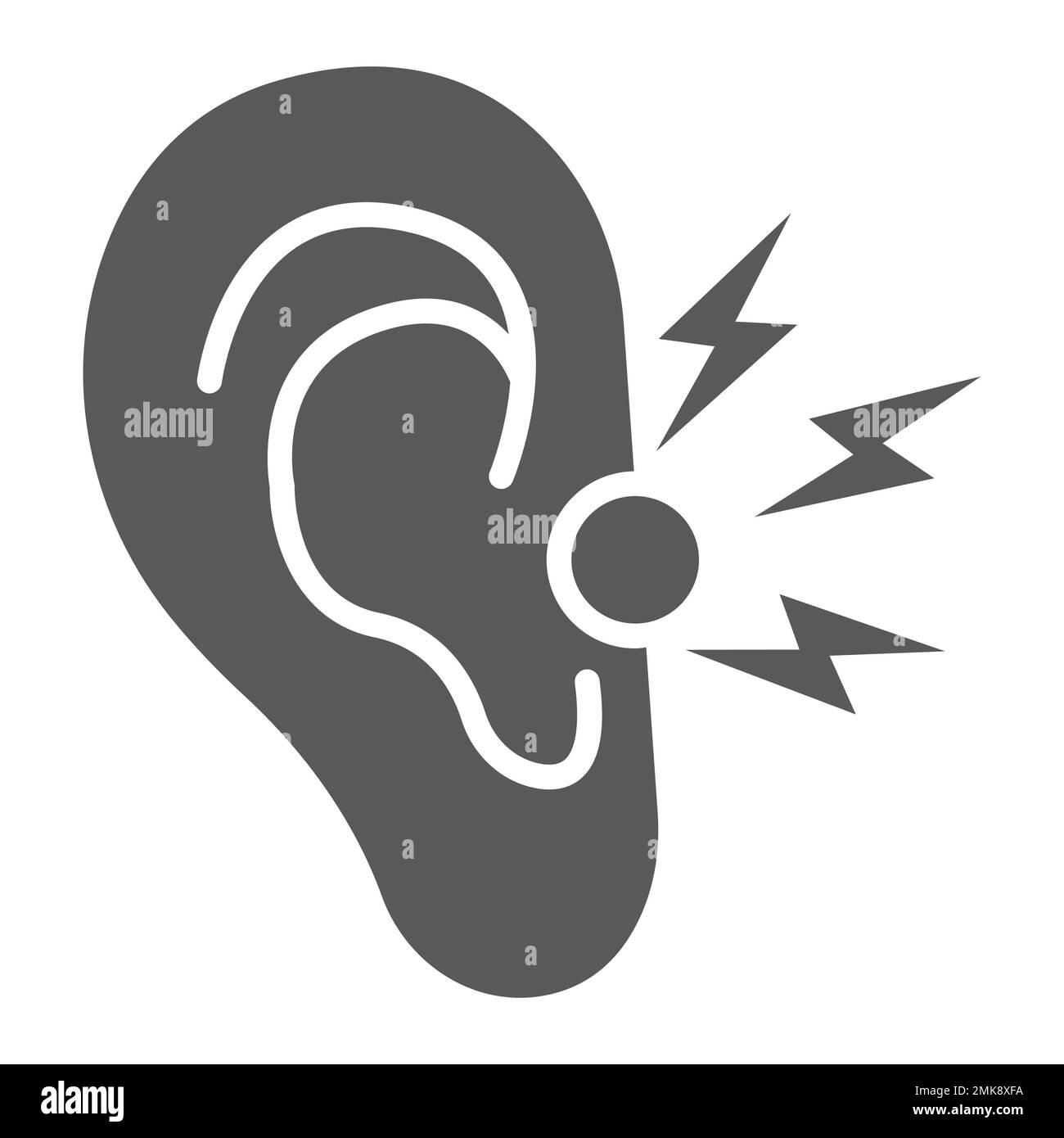 Ear pain glyph icon, body and painful, ear ache sign, vector graphics ...