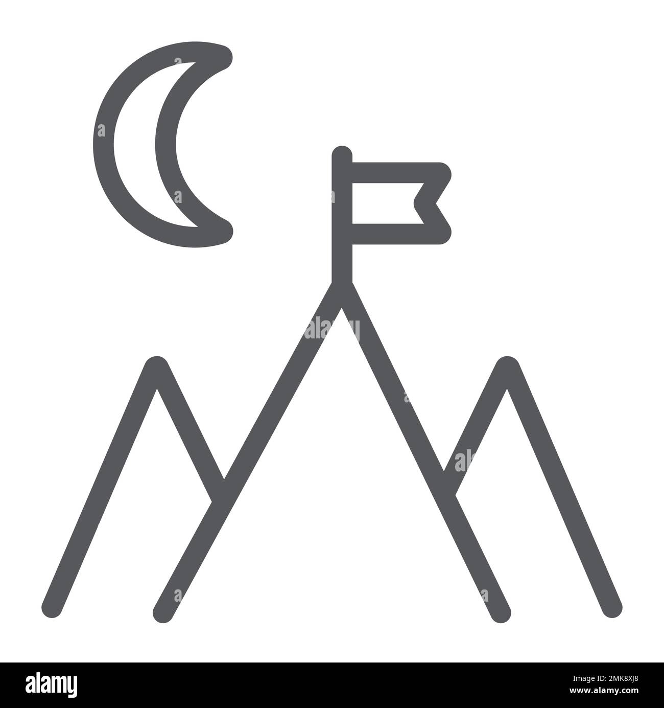 Goal achievement line icon, motivation and success, mountain and flag ...