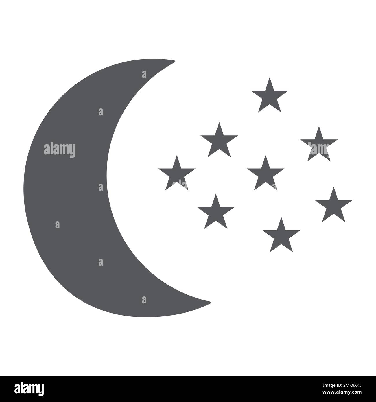 Moon and stars glyph icon, night and forecast, night sky sign, vector ...