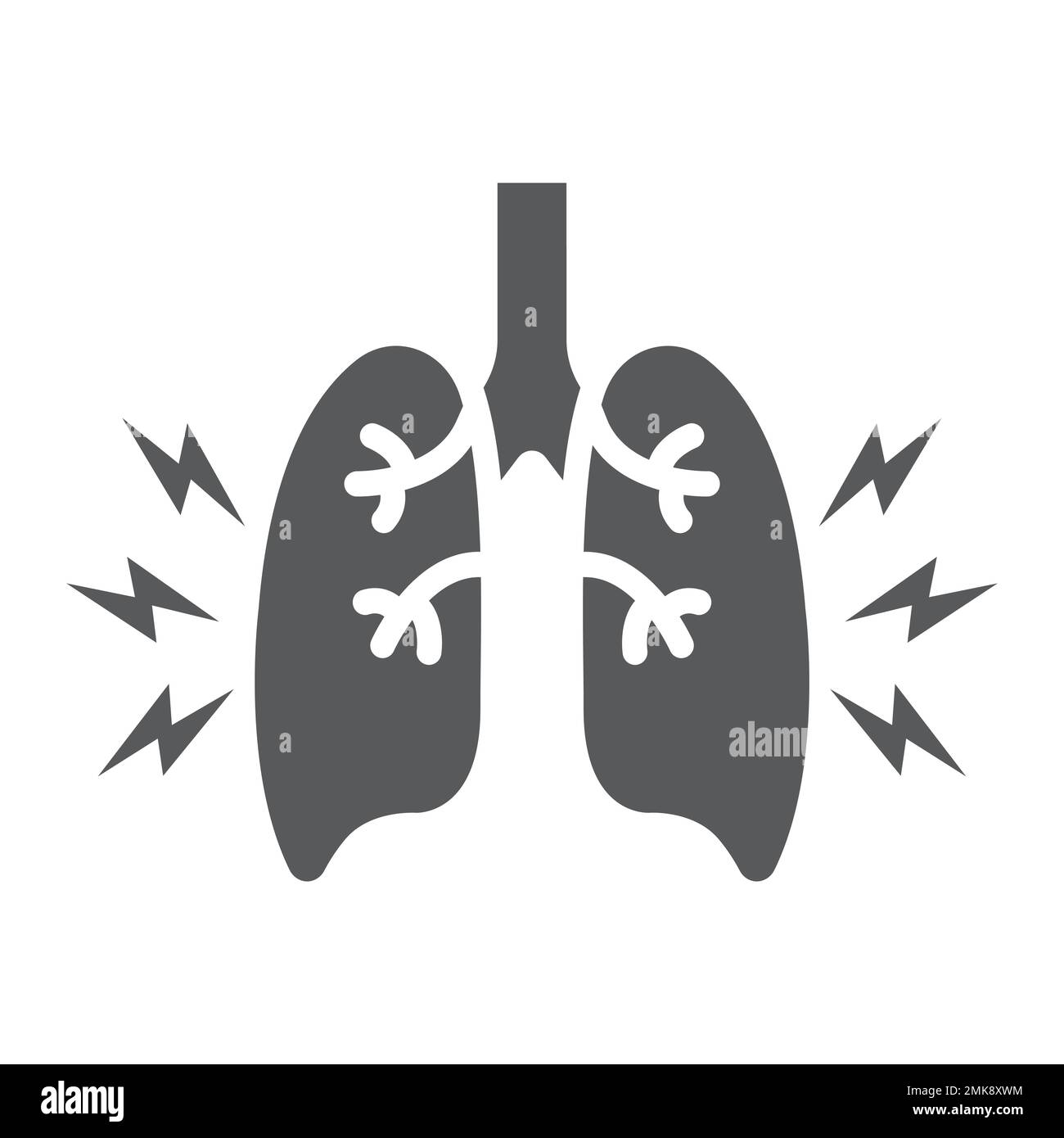 Lungs pain glyph icon, body and painful, lungs ache sign, vector ...