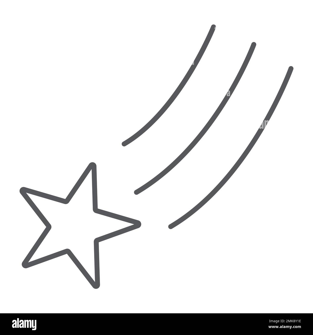 Falling star thin line icon, night and space, shooting star sign ...