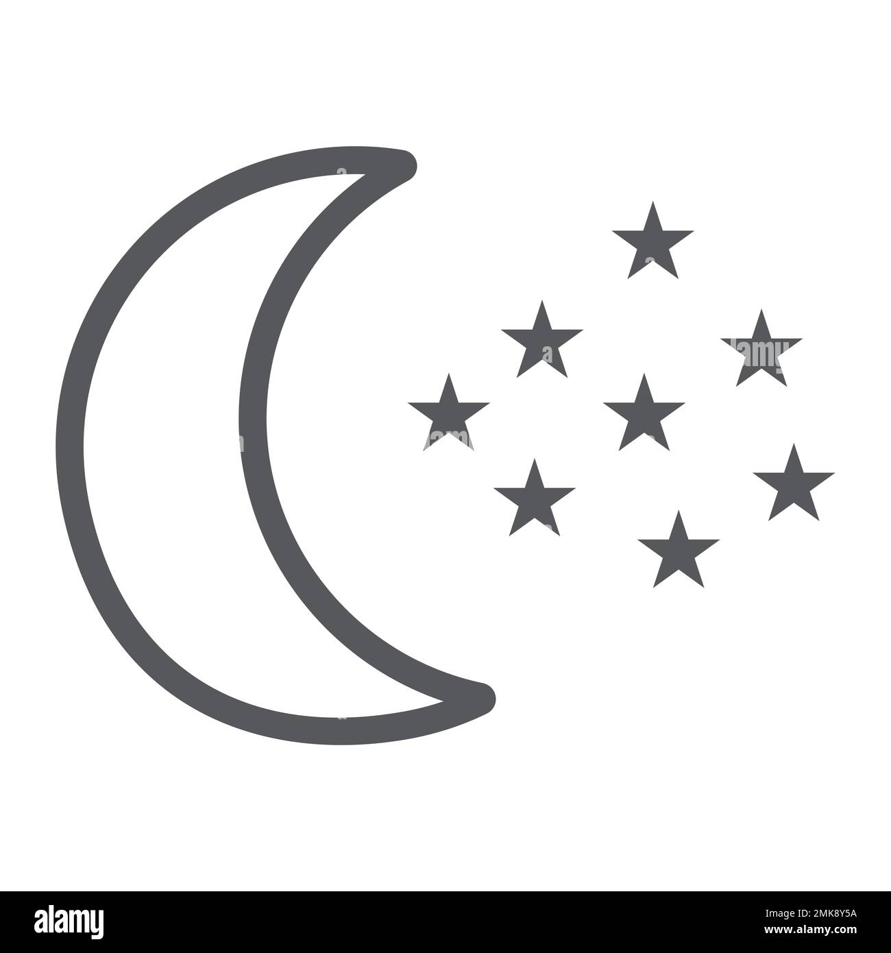 Moon and stars line icon, night and forecast, night sky sign, vector ...