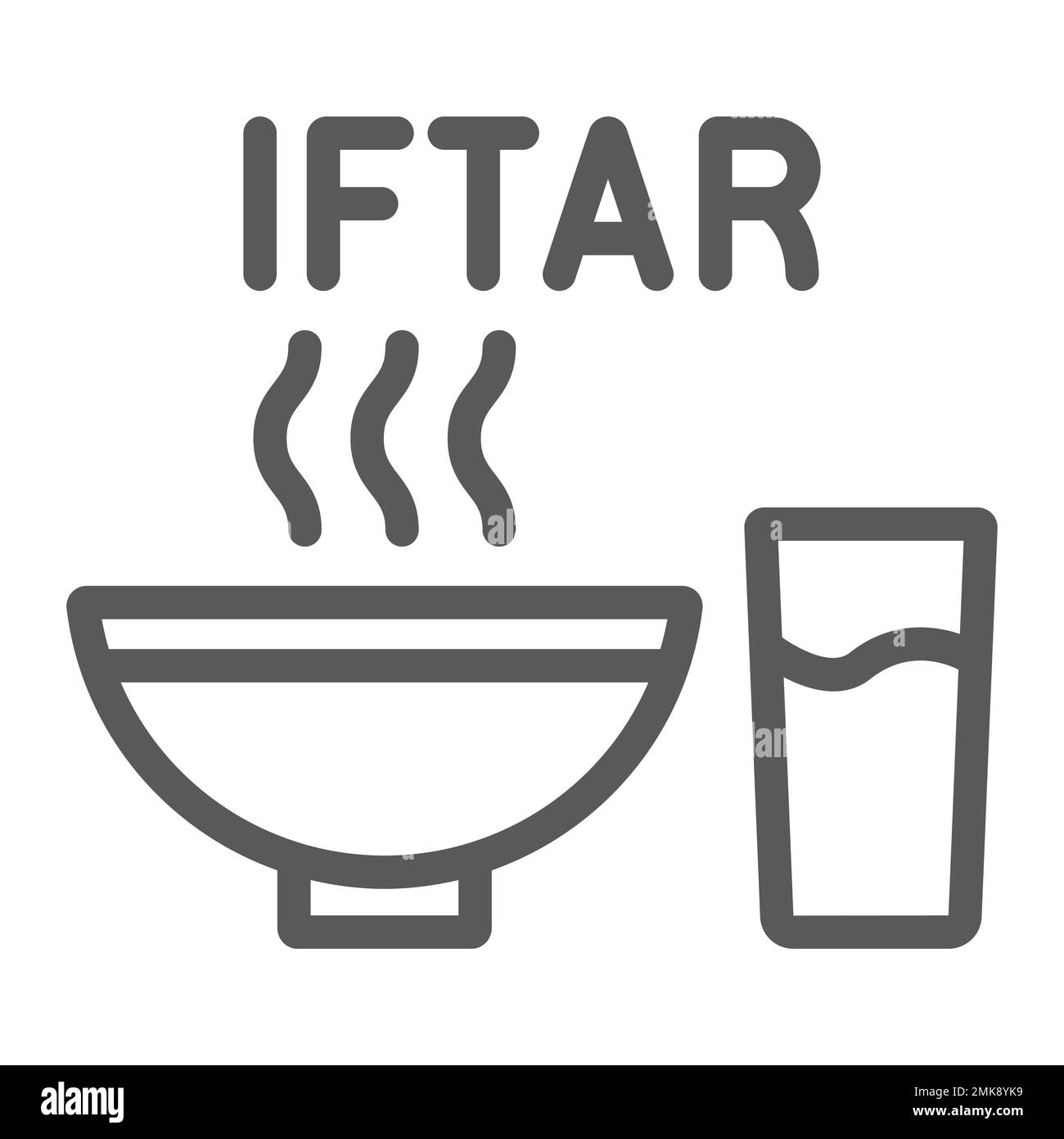 Ramadan iftar line icon, food and arabian, meal sign, vector graphics ...