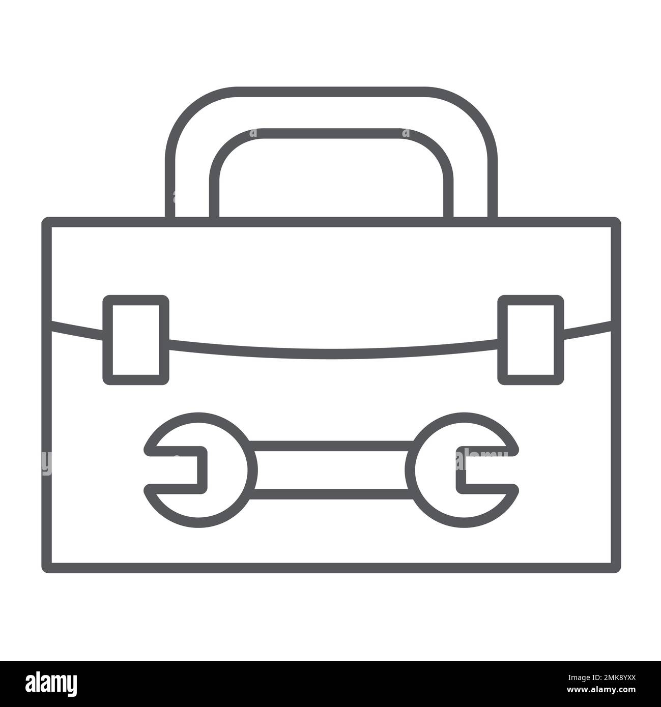 Tool box thin line icon, repair and maintenance, tool kit sign, vector ...