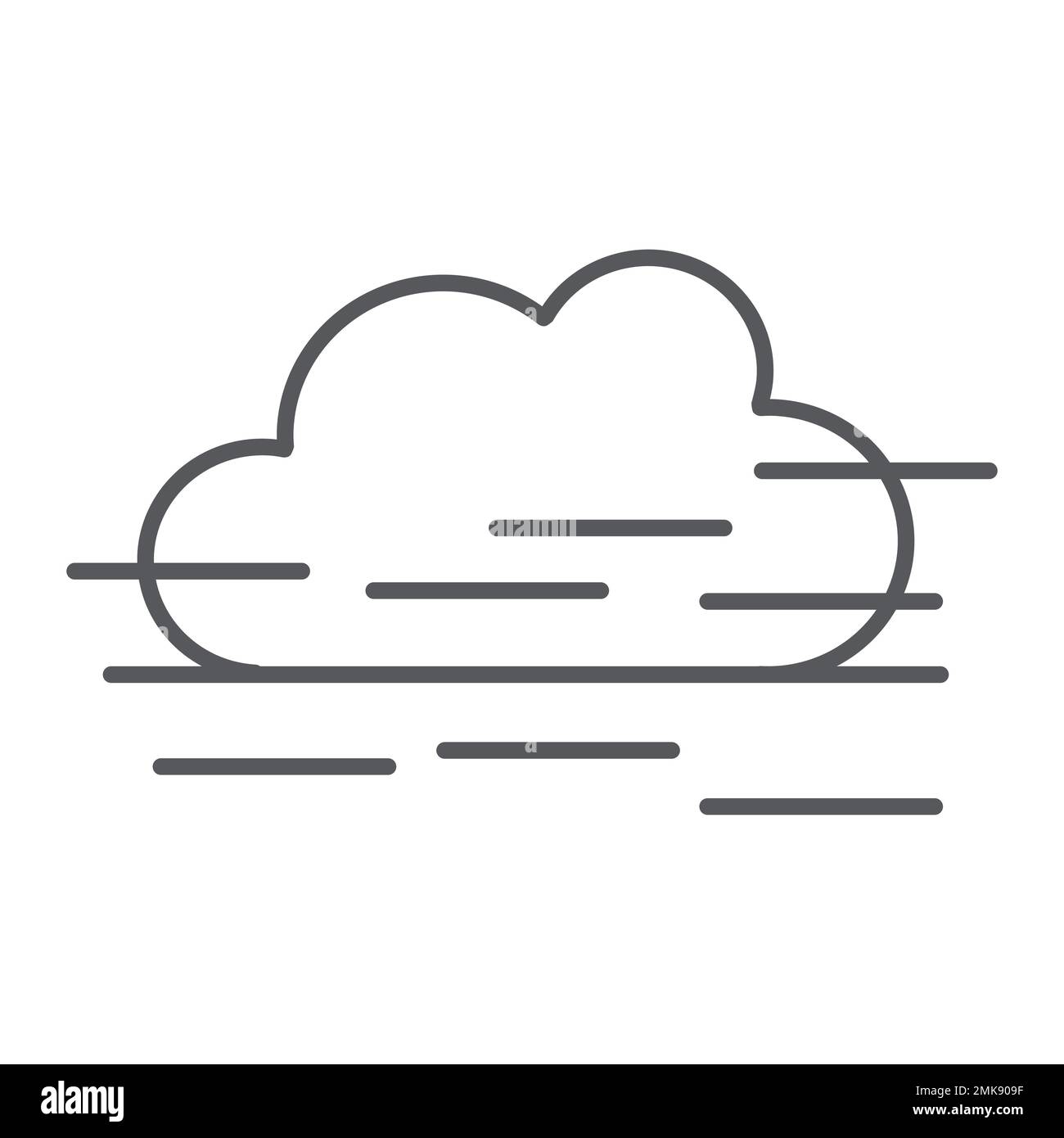 Fog thin line icon, weather and forecast, humidity sign, vector ...