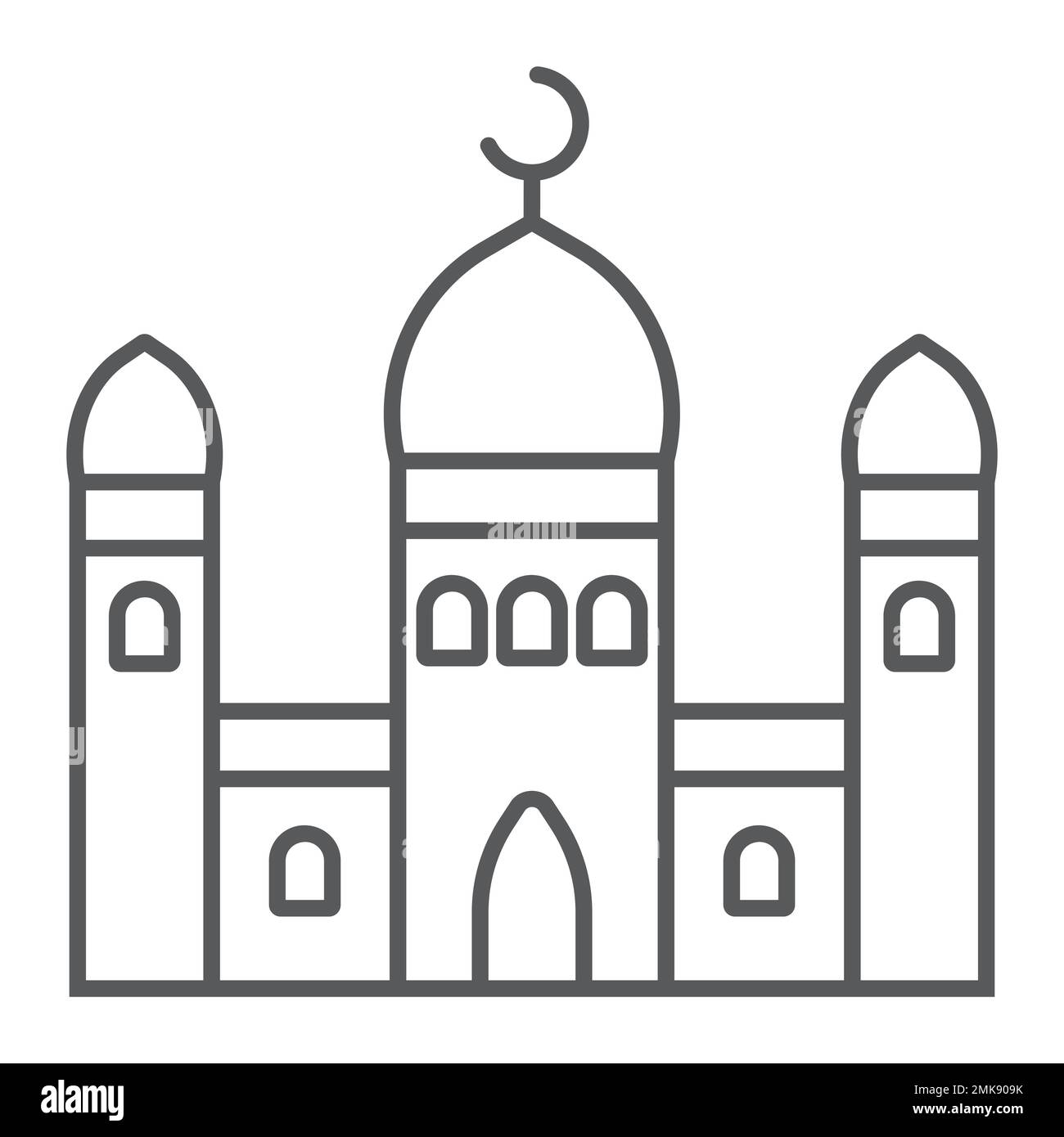 Mosque thin line icon, islamic and religion, building sign, vector ...