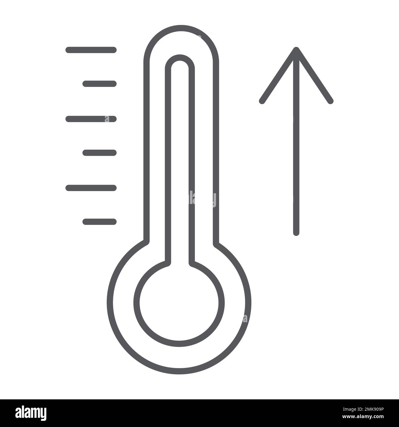 Raising the temperature thin line icon, weather and climate ...