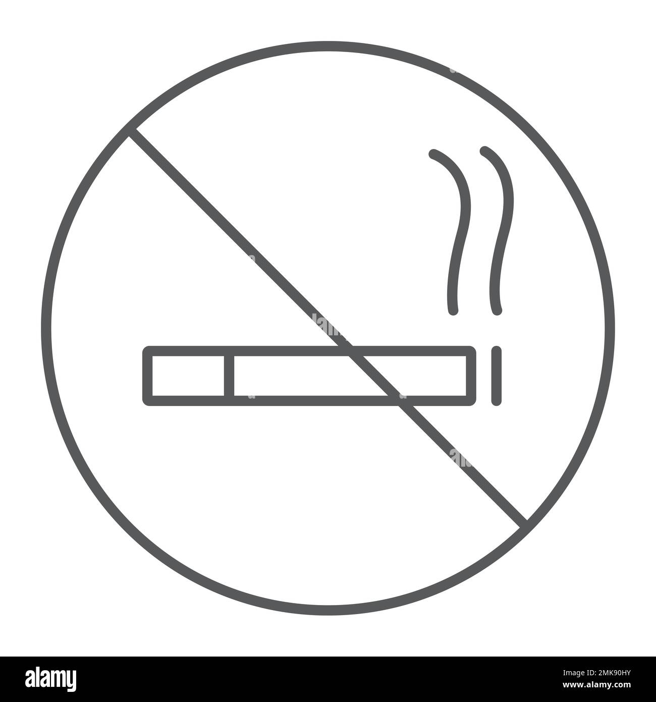 No smoking thin line icon, forbidden and stop, no cigarette sign ...