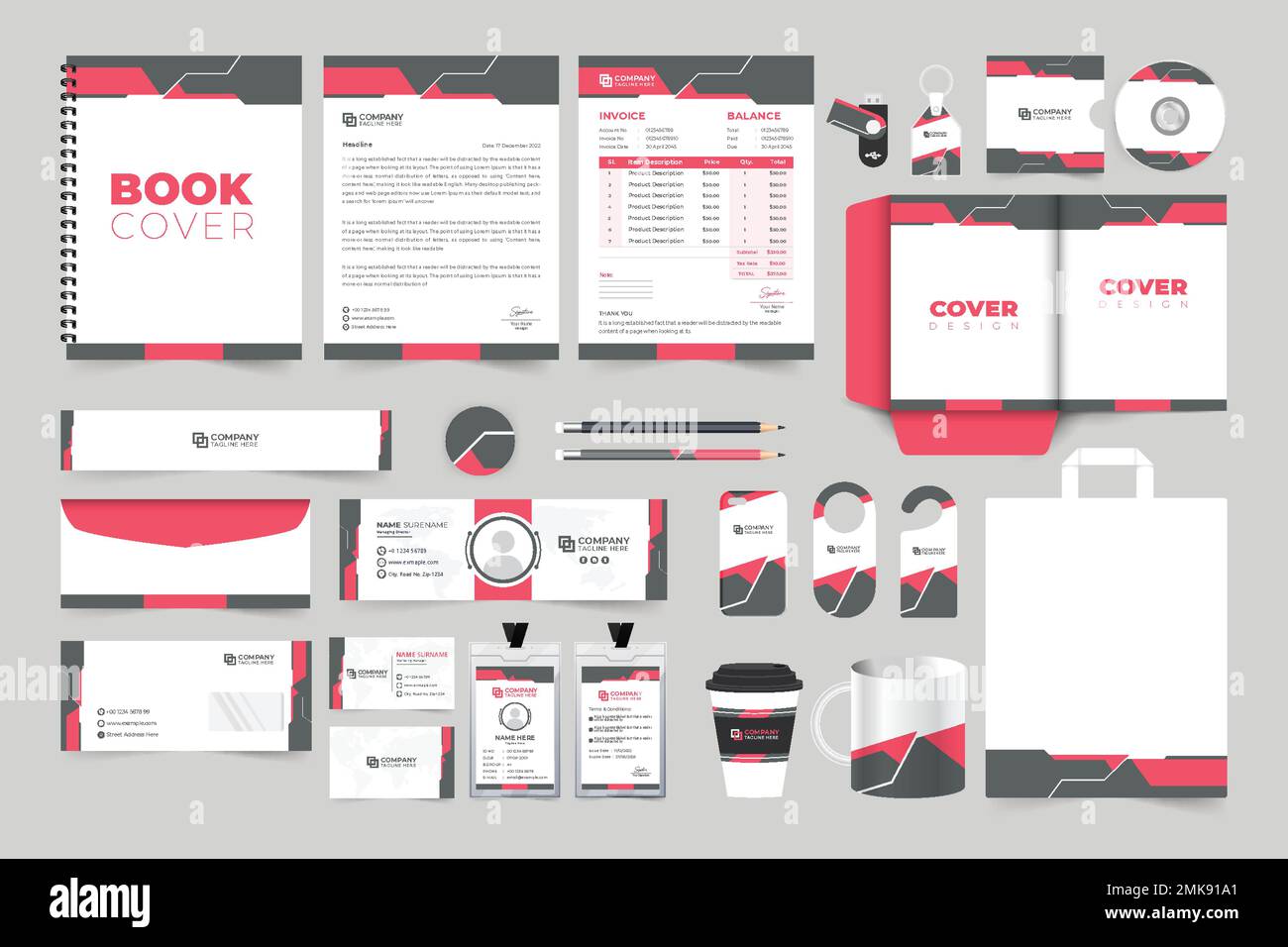 Creative company promotional stationery design with red and black ...