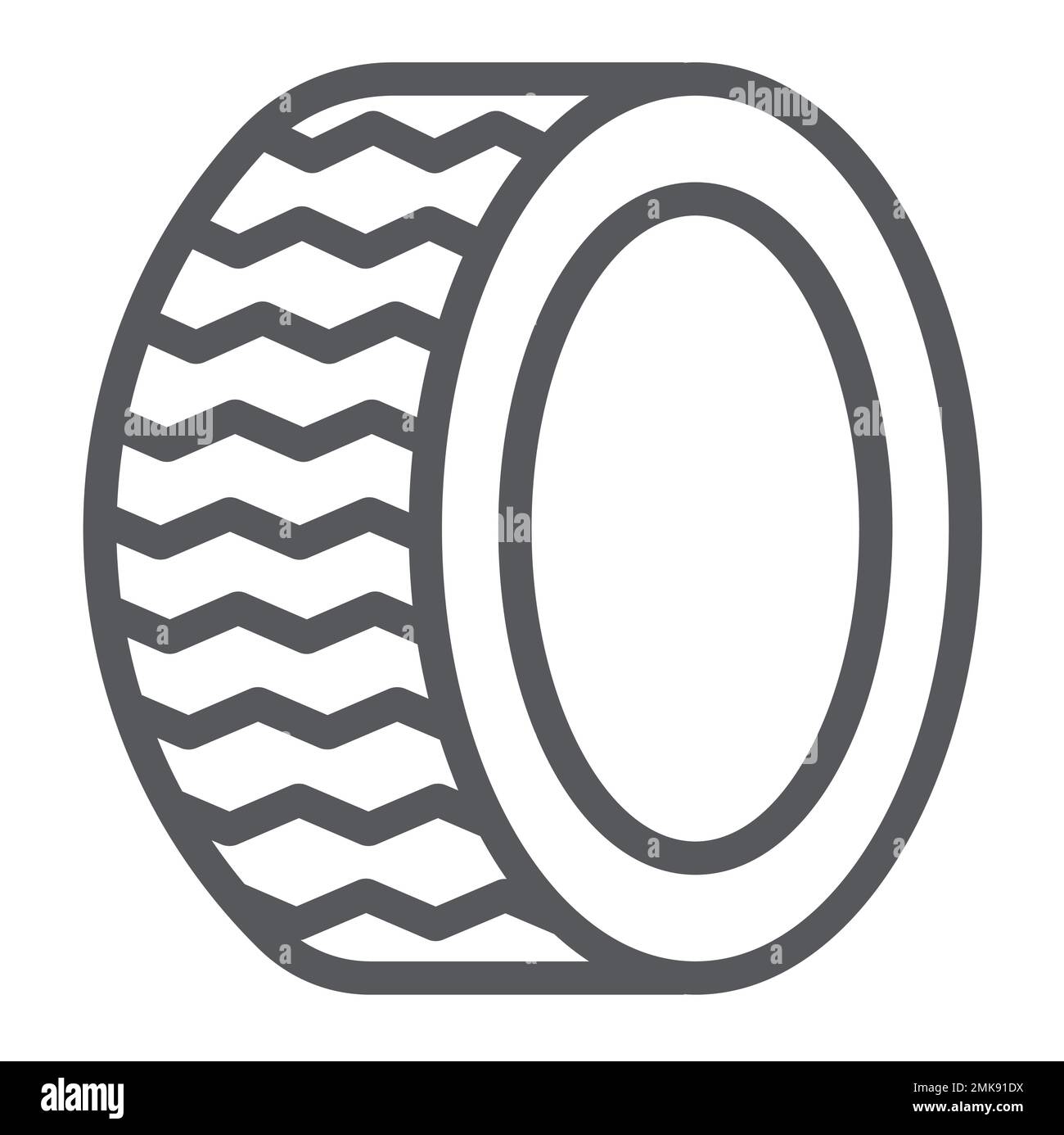Car tire line icon, auto and part, wheel sign, vector graphics, a ...