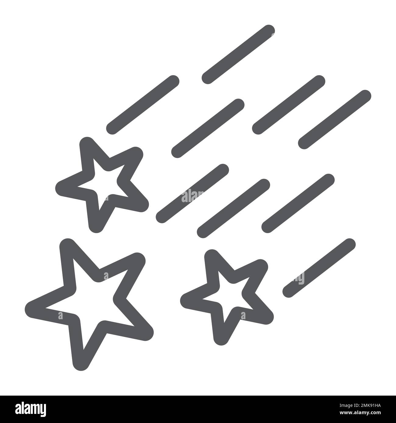 Falling stars line icon, night and forecast, shooting stars sign ...