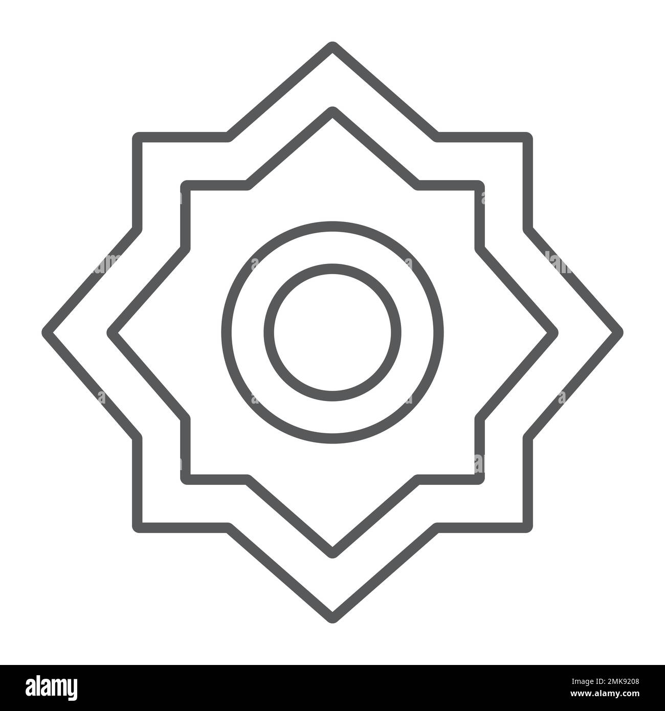 Rub el hizb thin line icon, arabian and symbol, arabic star sign ...