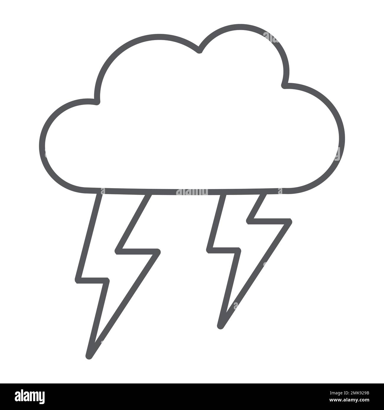 Thunderstorm thin line icon, weather and forecast, storm sign, vector ...