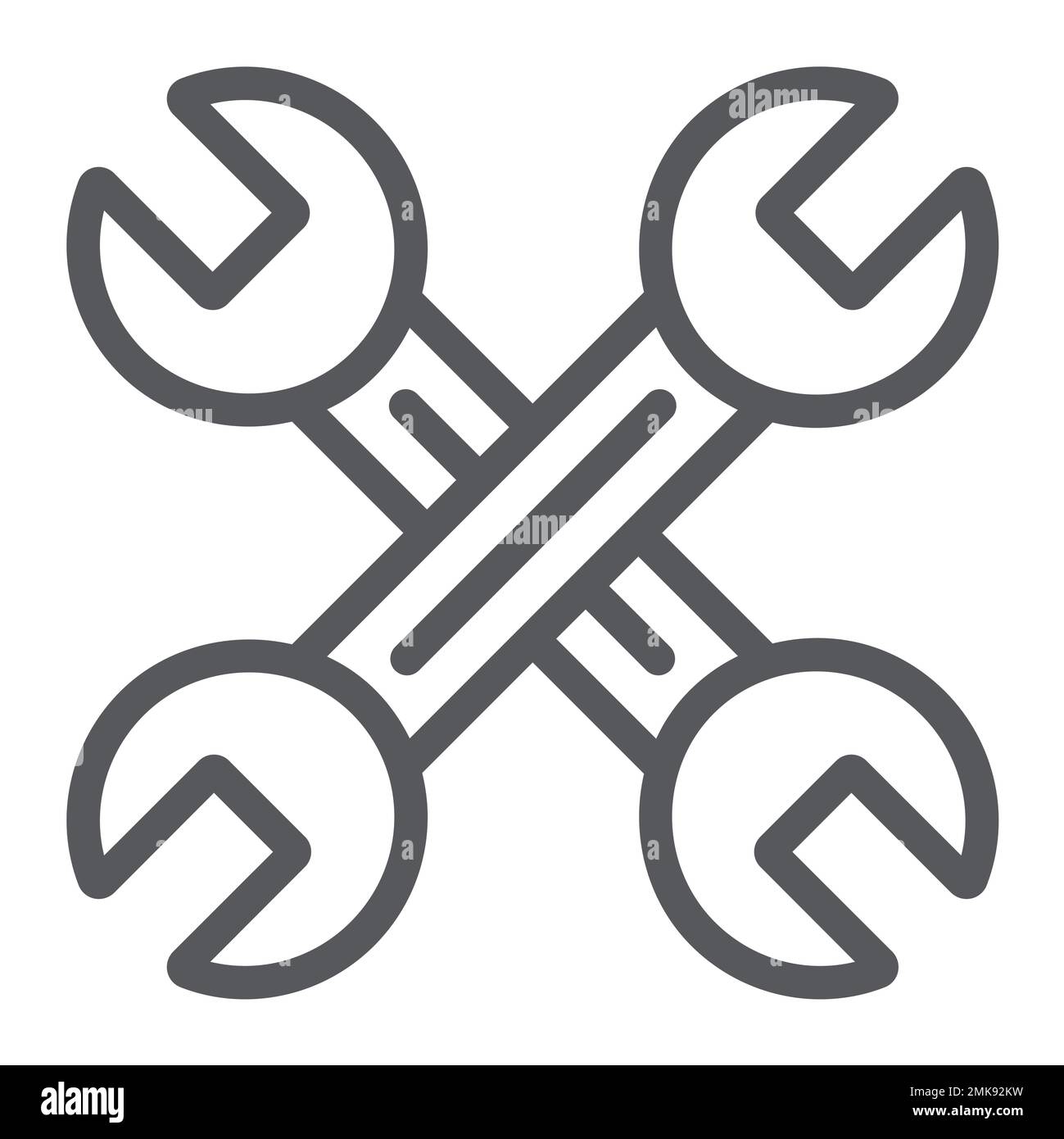 Key mechanic line icon, auto and tool, crossed wrenches sign, vector ...