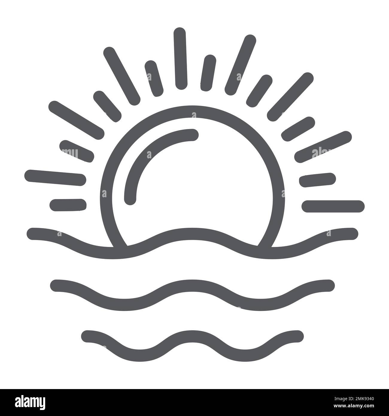 Dawn line icon, weather and sun, sunrise sign, vector graphics, a ...