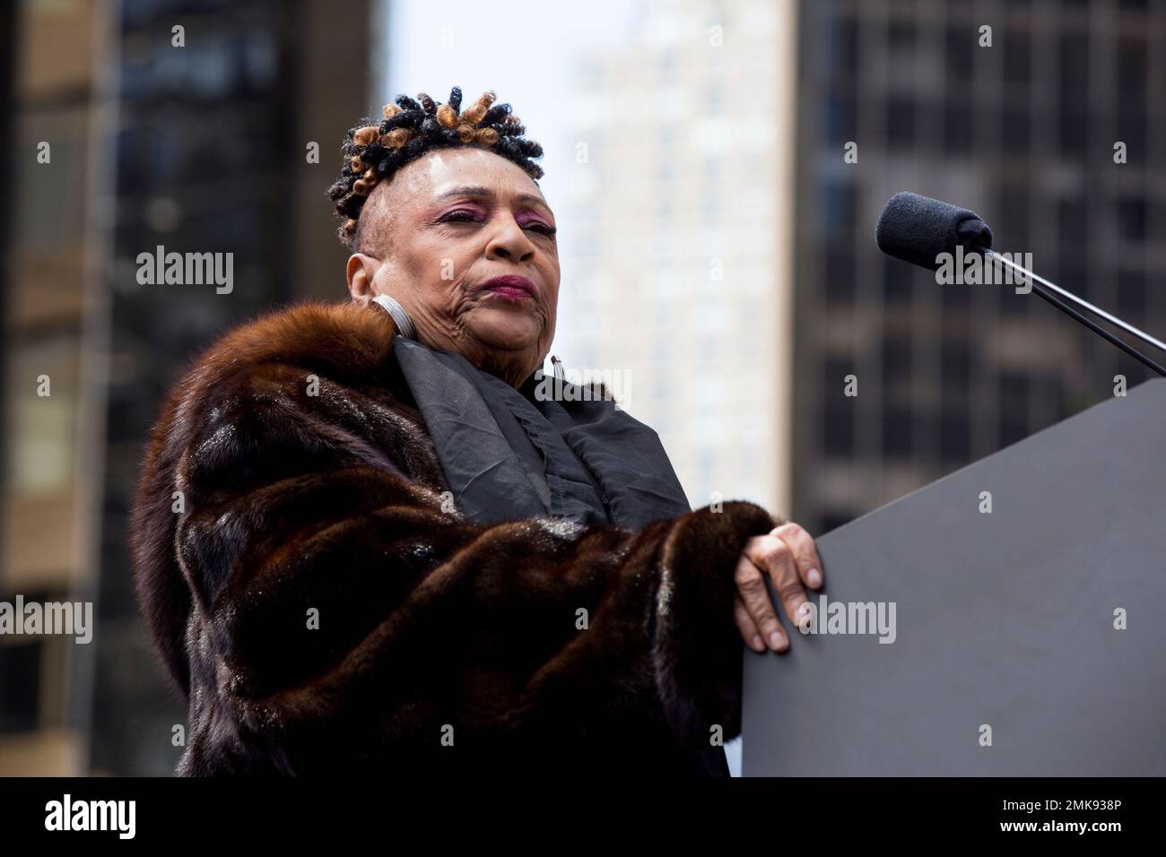 Jackie Rowe-Adams, an activist, speaks in support of Sen. Kirsten ...