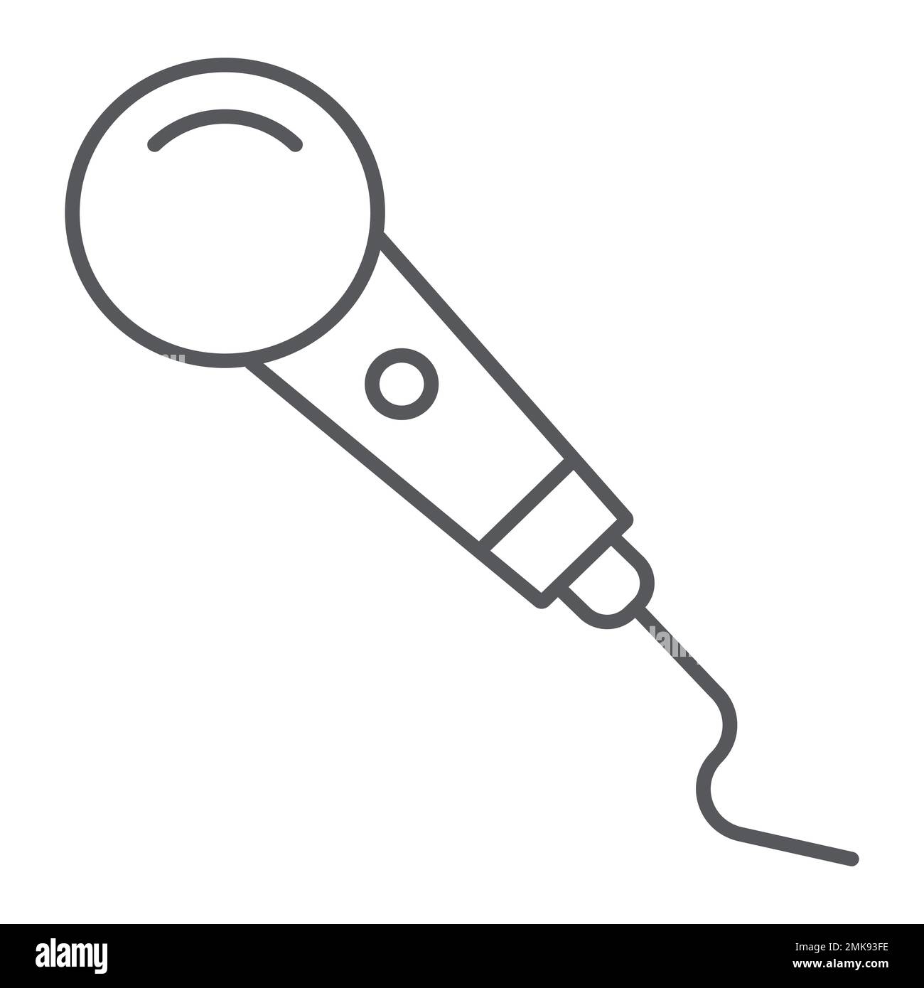 Microphone thin line icon, sound and equipment, karaoke sign, vector ...