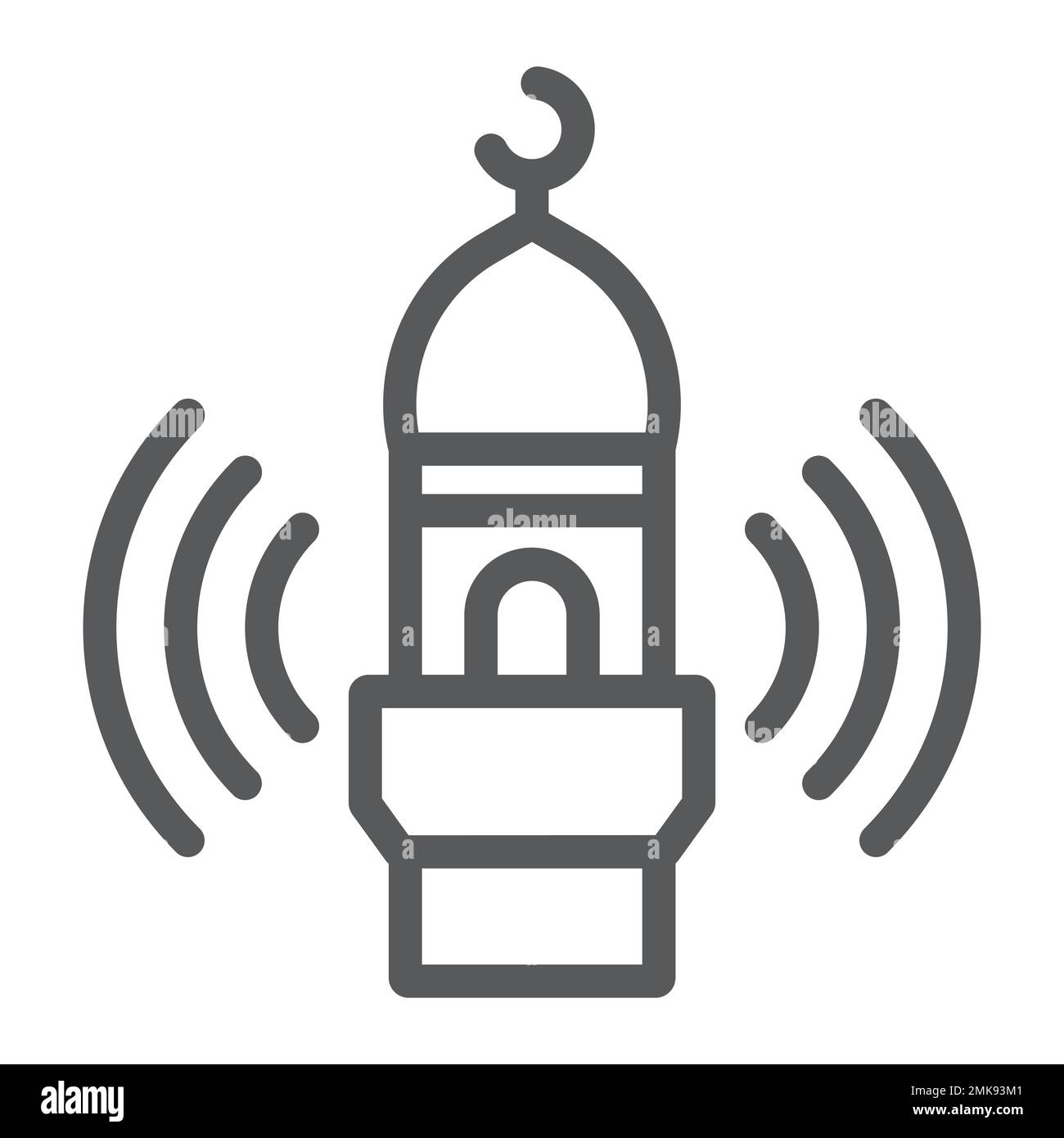 Adhan call line icon, religion and islam, mosque sign, vector graphics ...