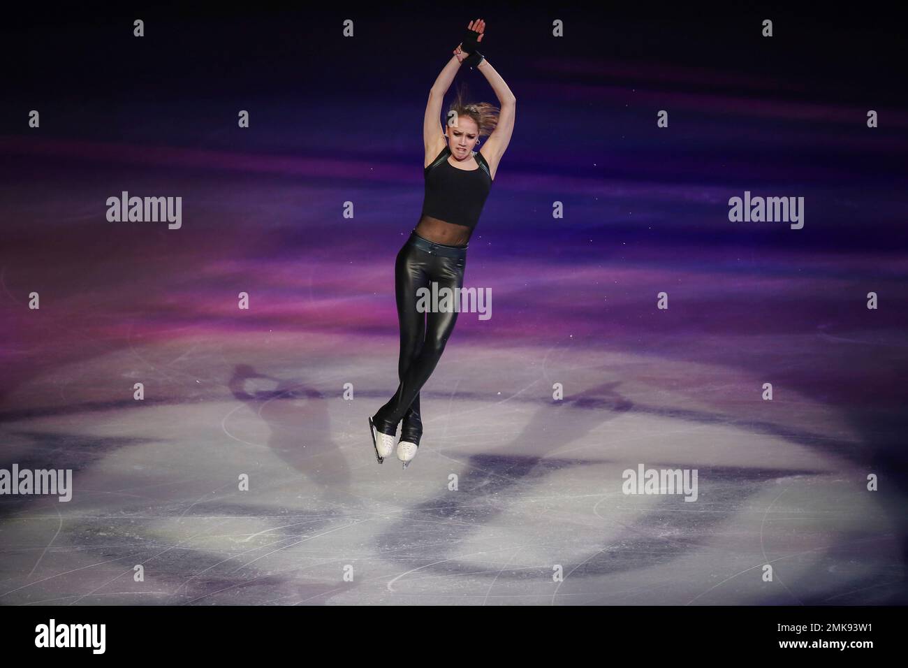 Gold medalist Alina Zagitova of Russia performs during the gala ...