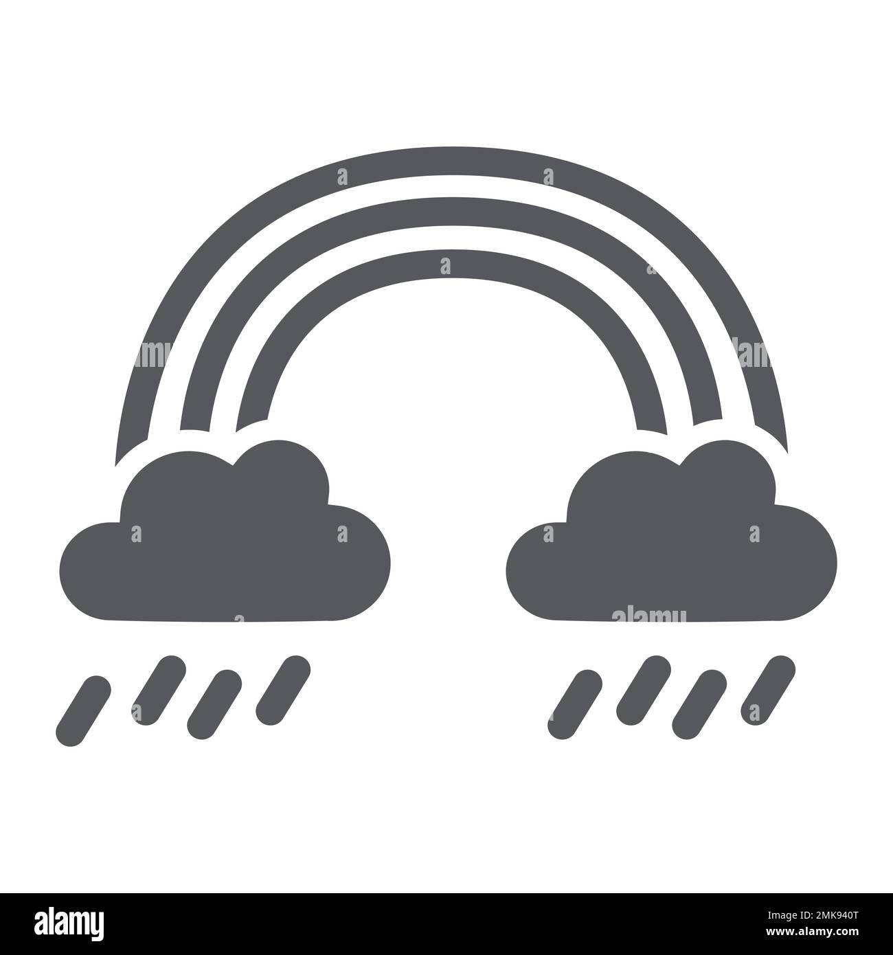 Rainbow and rain glyph icon, weather and nature, rainy sign, vector ...