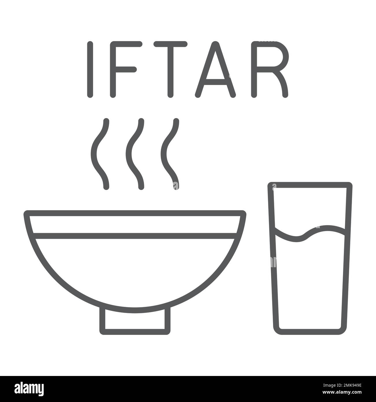 Ramadan iftar thin line icon, food and arabian, meal sign, vector ...