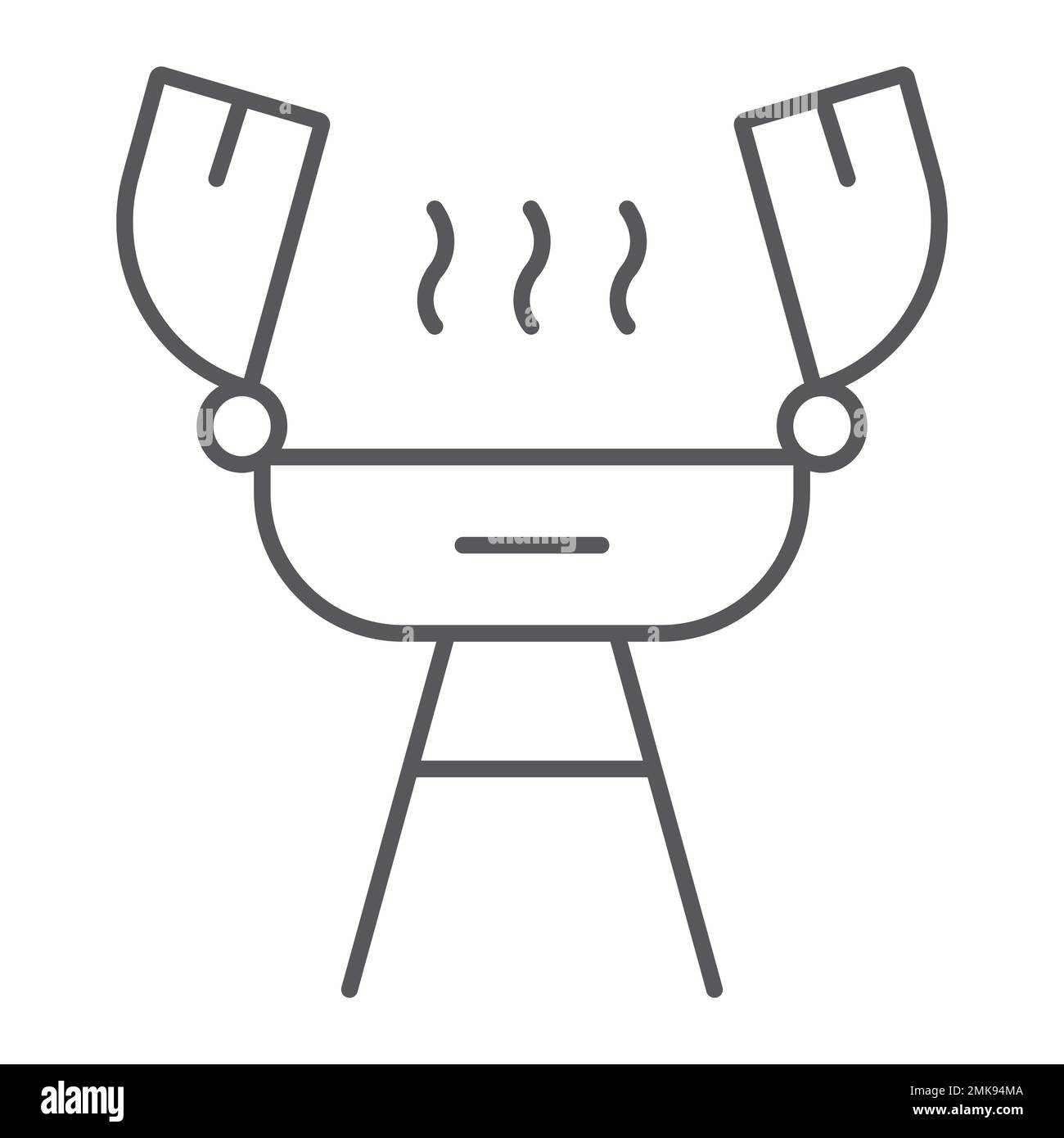 Grill thin line icon, fire and cooking, barbecue sign, vector graphics ...