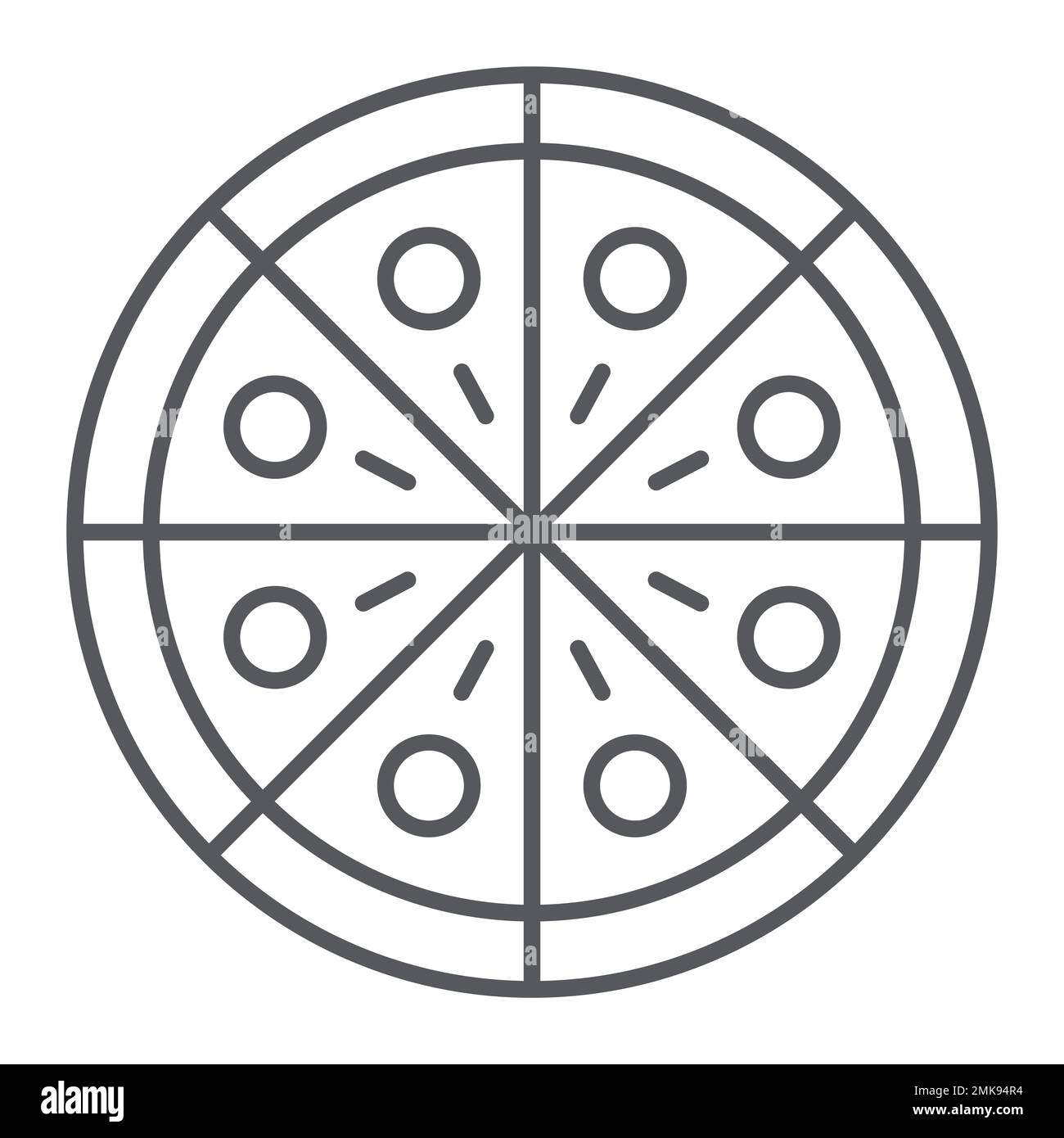 Pizza thin line icon, party and meal, fast food sign, vector graphics ...