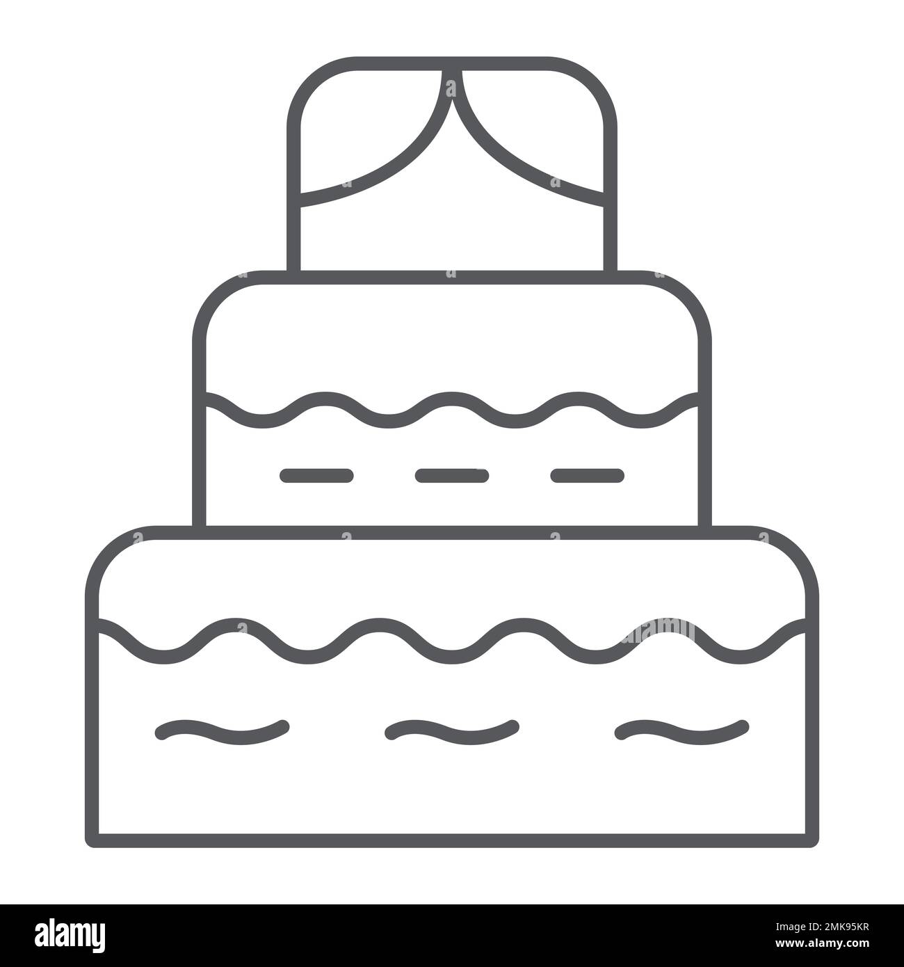 Cake thin line icon, food and sweets, dessert sign, vector graphics, a ...