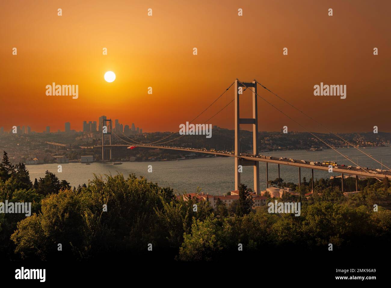 Sunset over the Bosphorus Bridge. Istanbul. Turkey Stock Photo - Alamy
