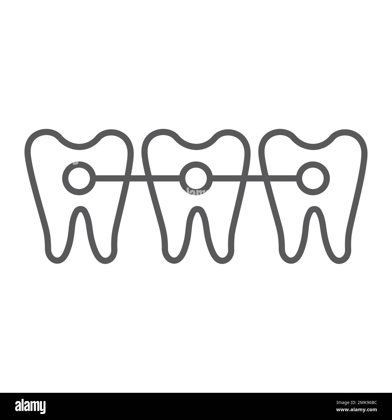 Braces thin line icon, dentist and dental, teeth sign, vector graphics ...