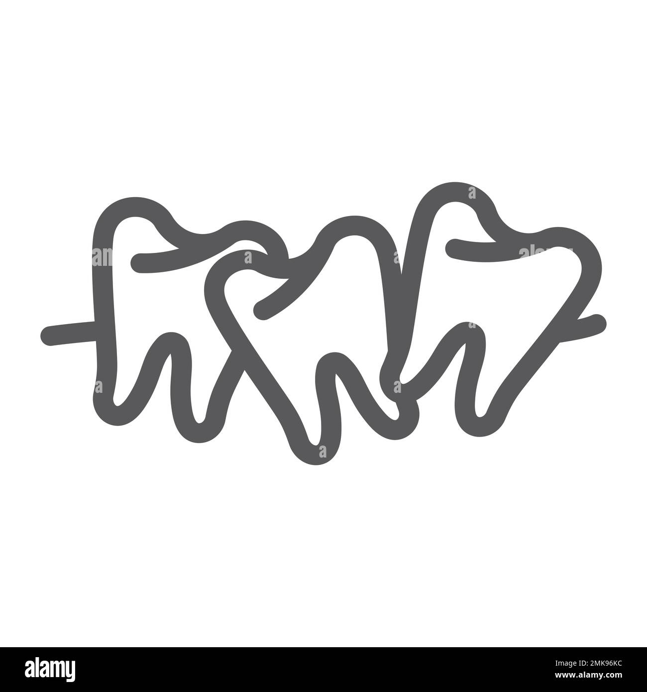 Crooked teeth line icon, dental and dentistry, cavity sign, vector ...