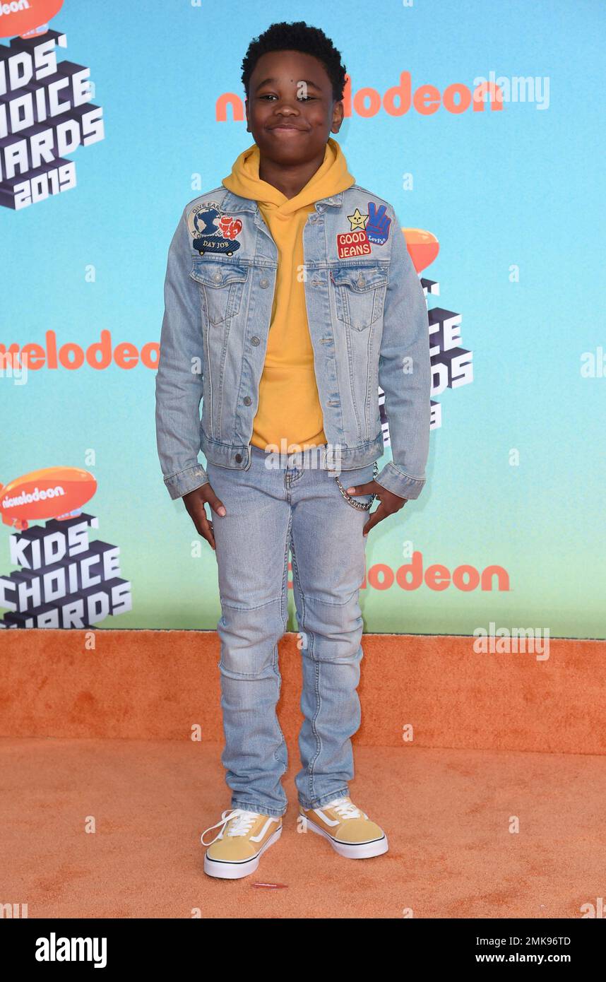 Jalyn Hall arrives at the Nickelodeon Kids' Choice Awards on Saturday ...