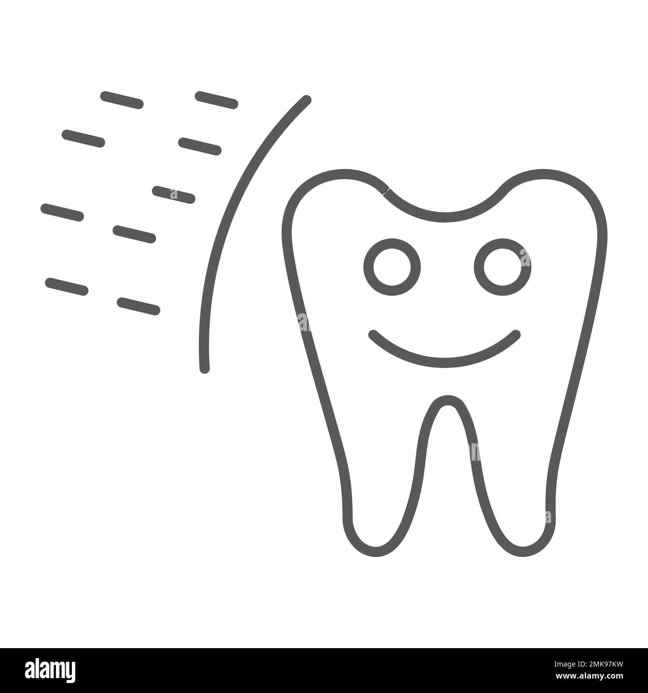 Protected tooth thin line icon, mouth and dental, healthy tooth sign ...